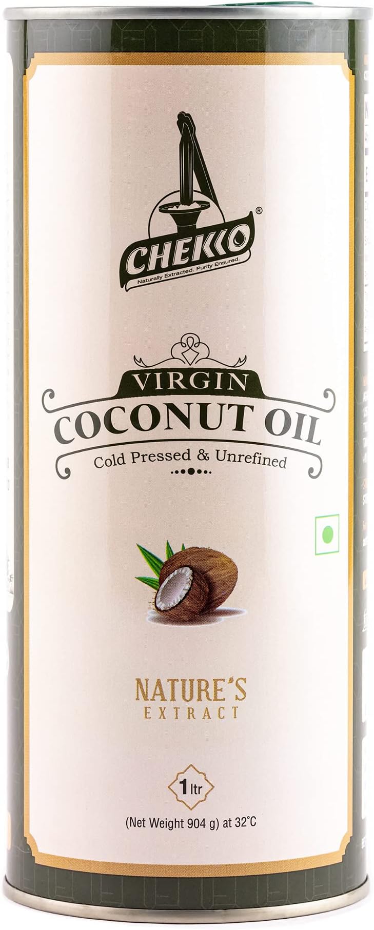 Amazon.com: Chekko Cold Pressed Virgin Coconut Oil 1 Litre (33.81 fl.oz ...