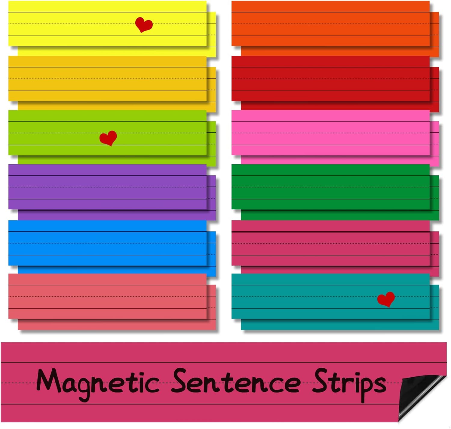 Amazon.com: 24 Pcs 12×3 Inch Magnetic Sentence Strips for Whiteboard ...