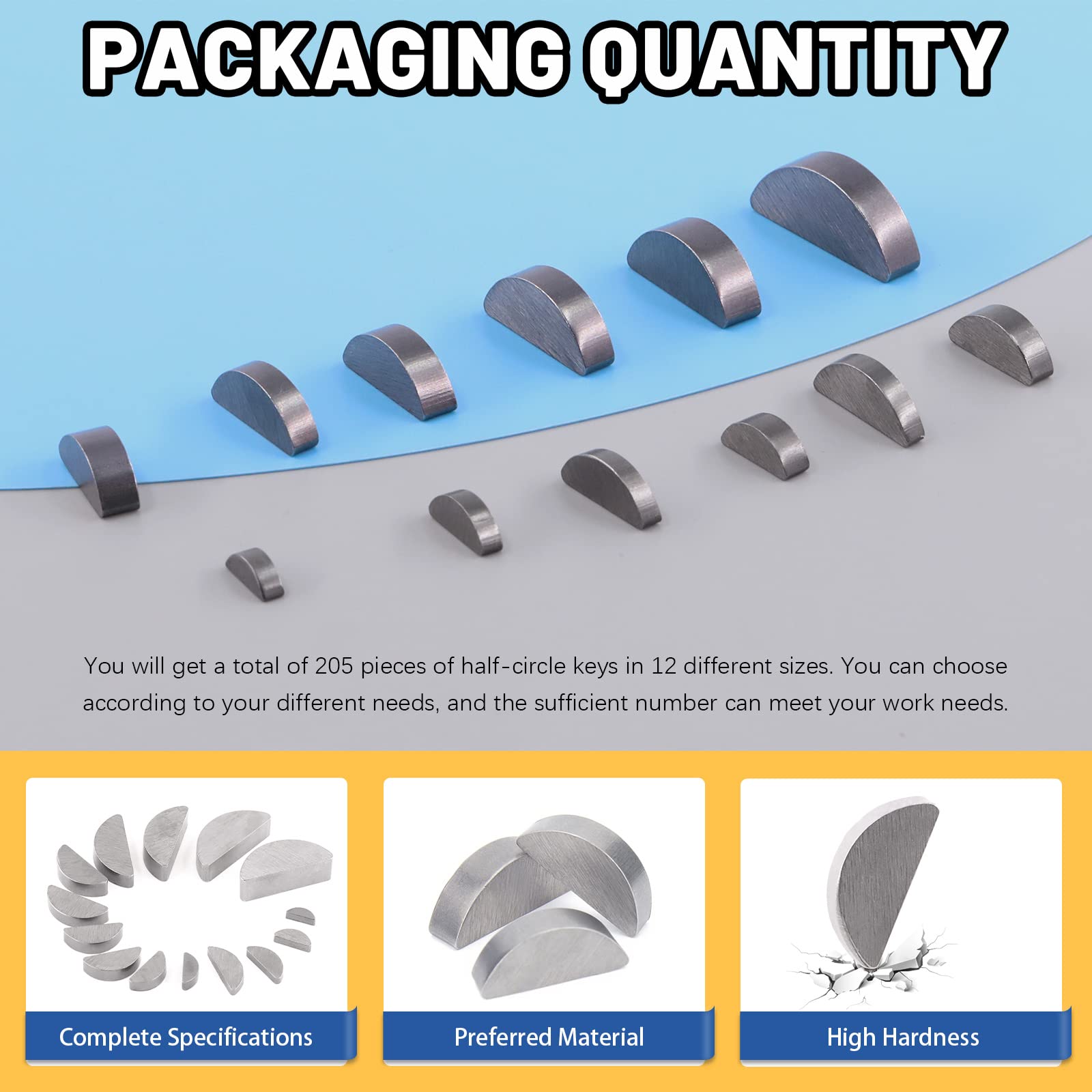 Metric Woodruff Key Assortment Kit 385-Piece - Half Moon & Round End ...