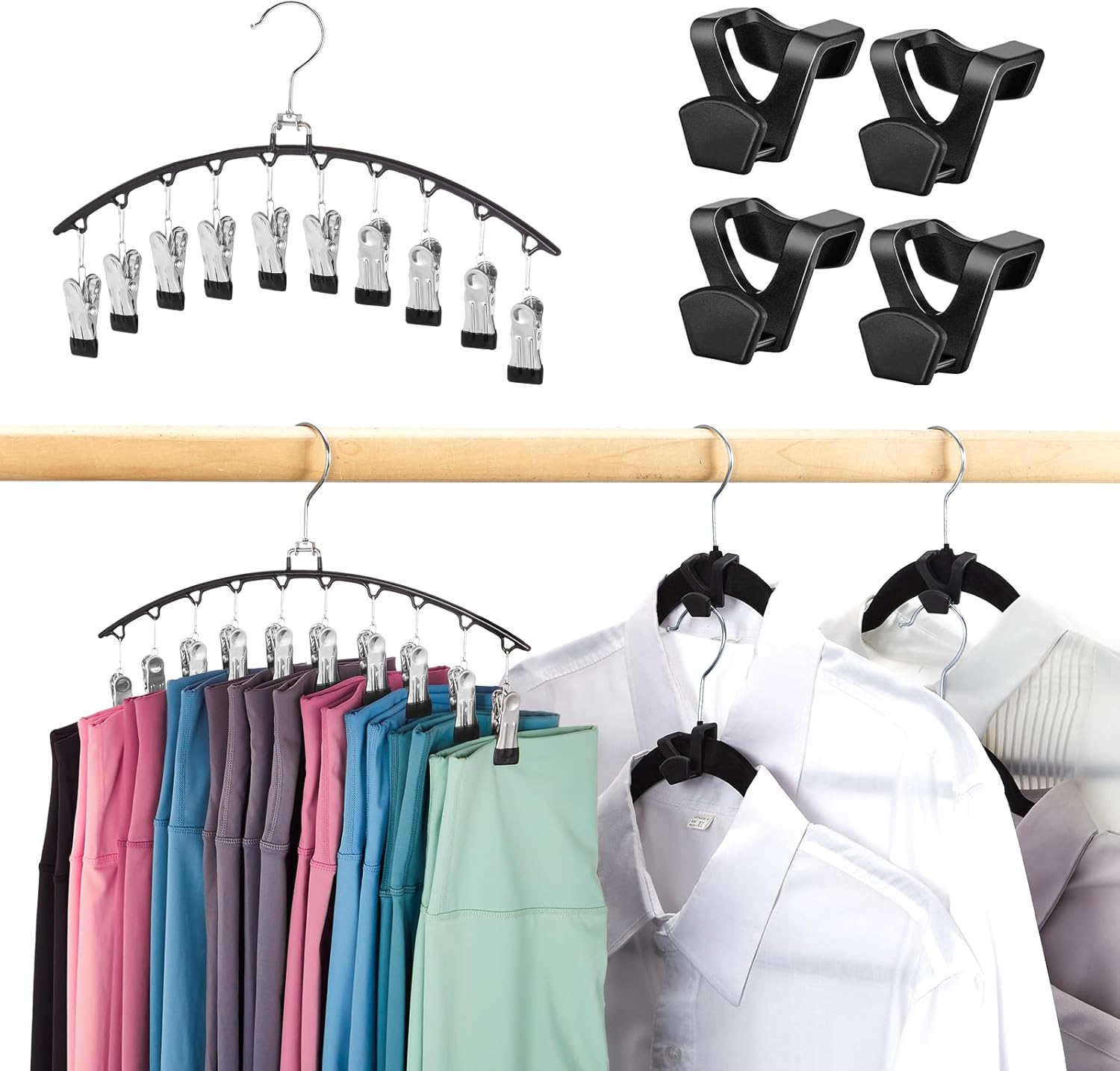 Amazon.com: HOUSE DAY Space Saving Hanger Hooks 100 Pack & Pants ...