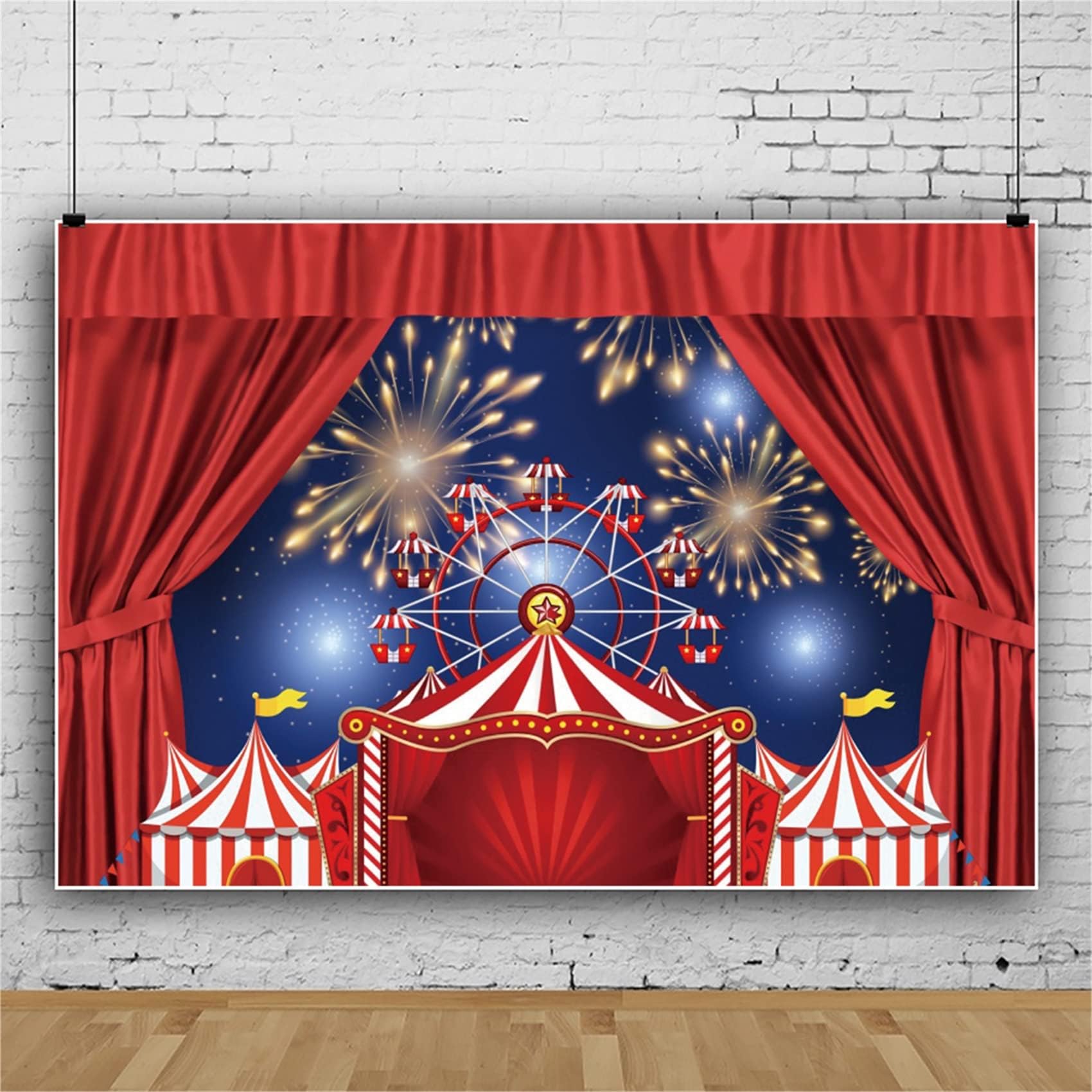 Amazon.com : Eainb 5x3ft Circus Carnival Theme Party Backdrop Red ...