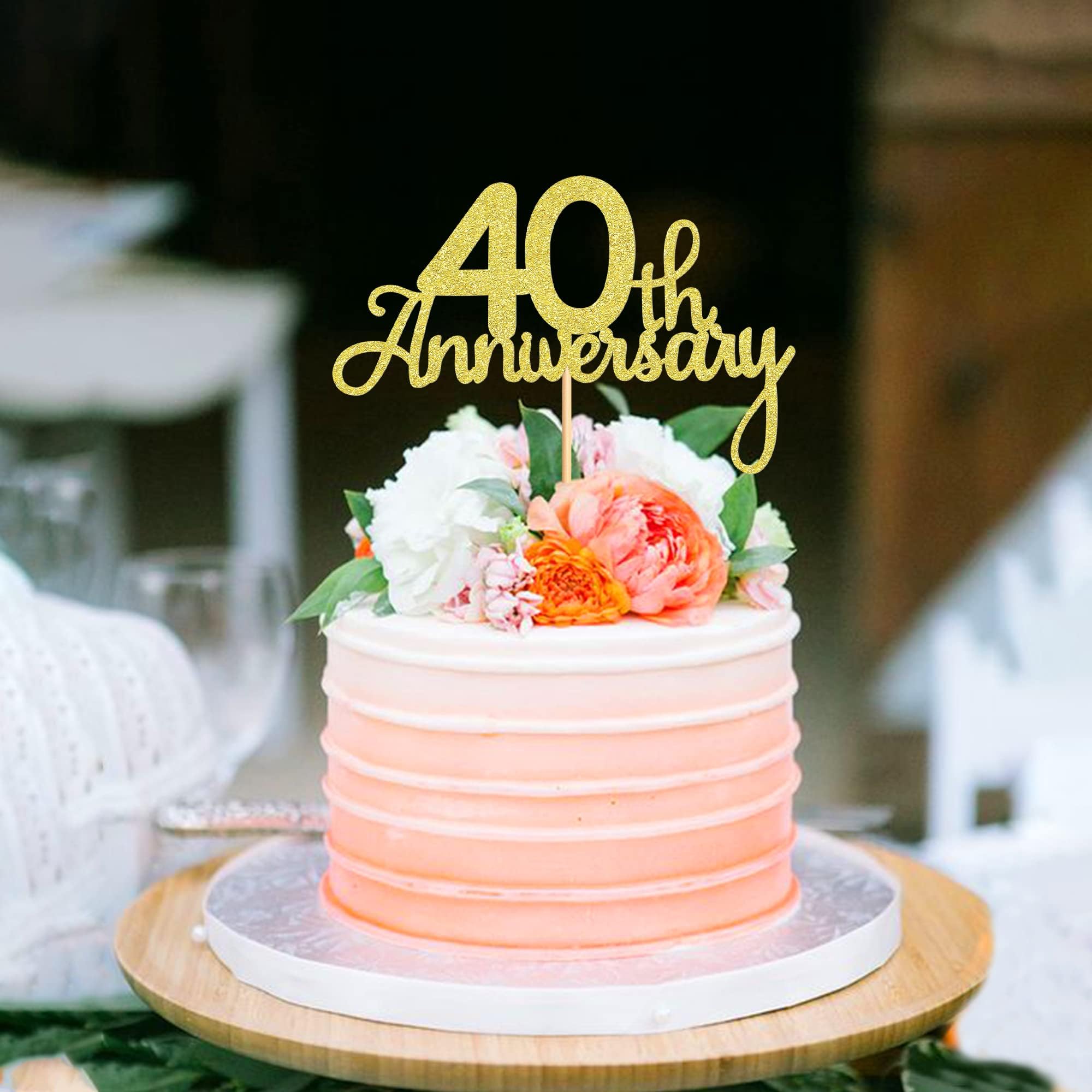 40th Wedding Anniversary Cake Toppers Custom Cake Topper Initials