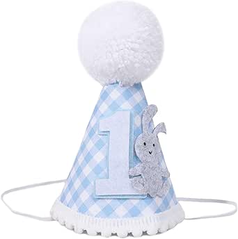 Amazon.com: PATRDIO Easter Bunny Blue Plaid Hat - Bunny 1st Birthday ...