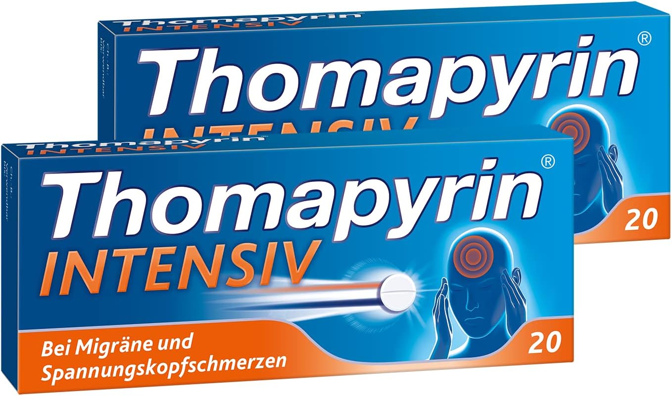Thomapyrin INTENSIV bei Migräne & intensiveren Kopfschmerzen | 2x20 Stk ...