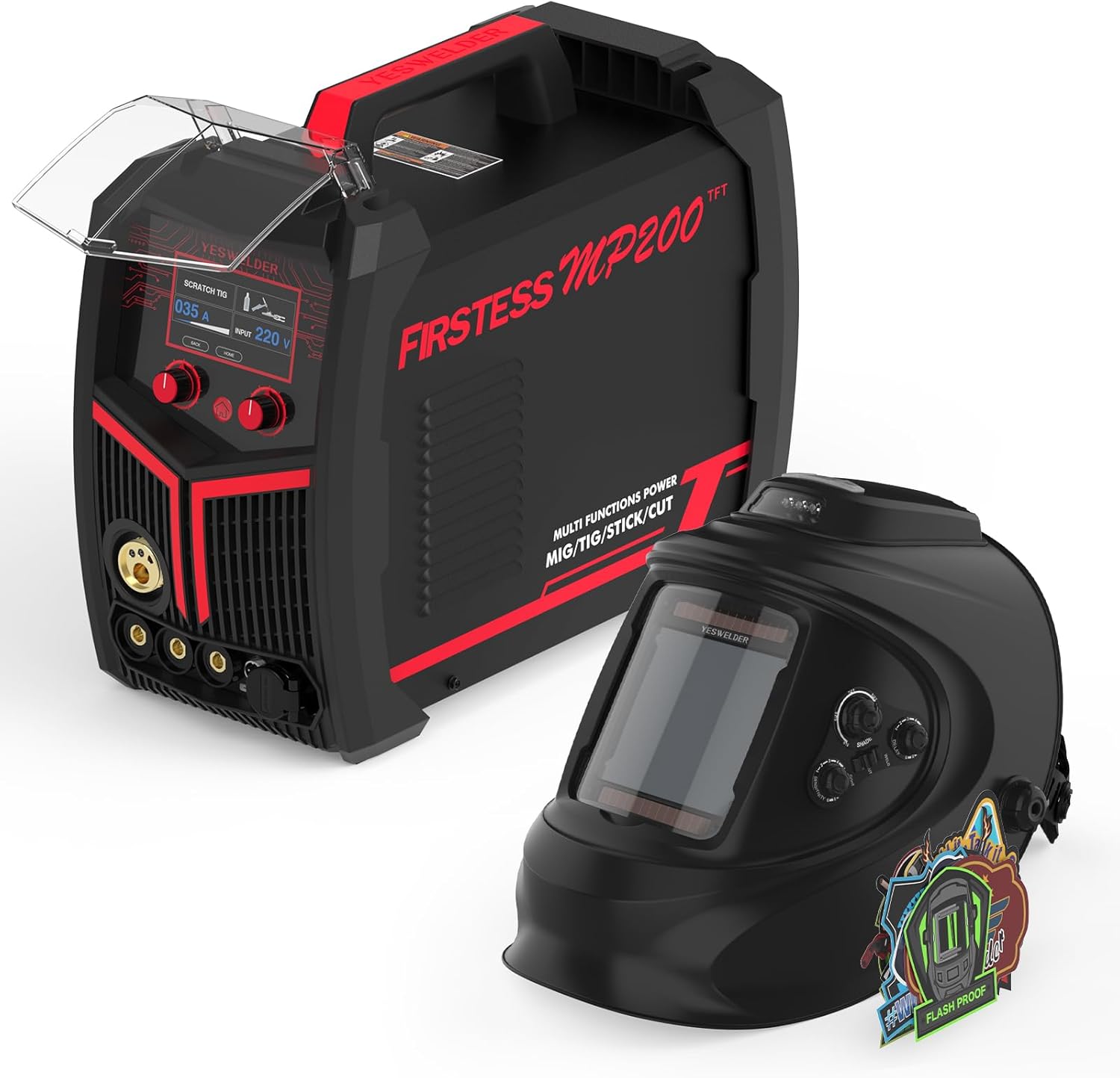 YESWELDER 5 in 1 Multi Process Welder MP200 & Auto Darkening Welding ...