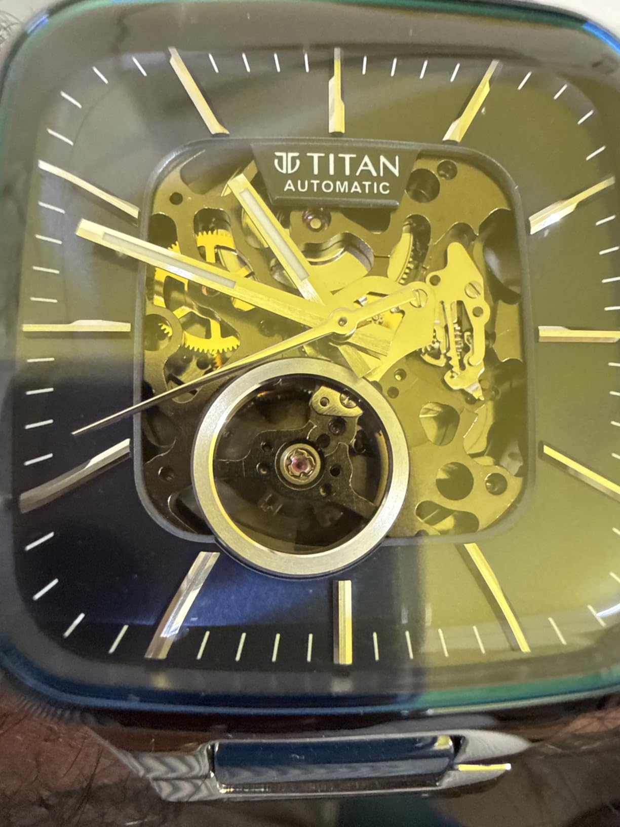 Titan Ceramic Fusion Automatic Blue Dial Two Toned Silver Stainless ...
