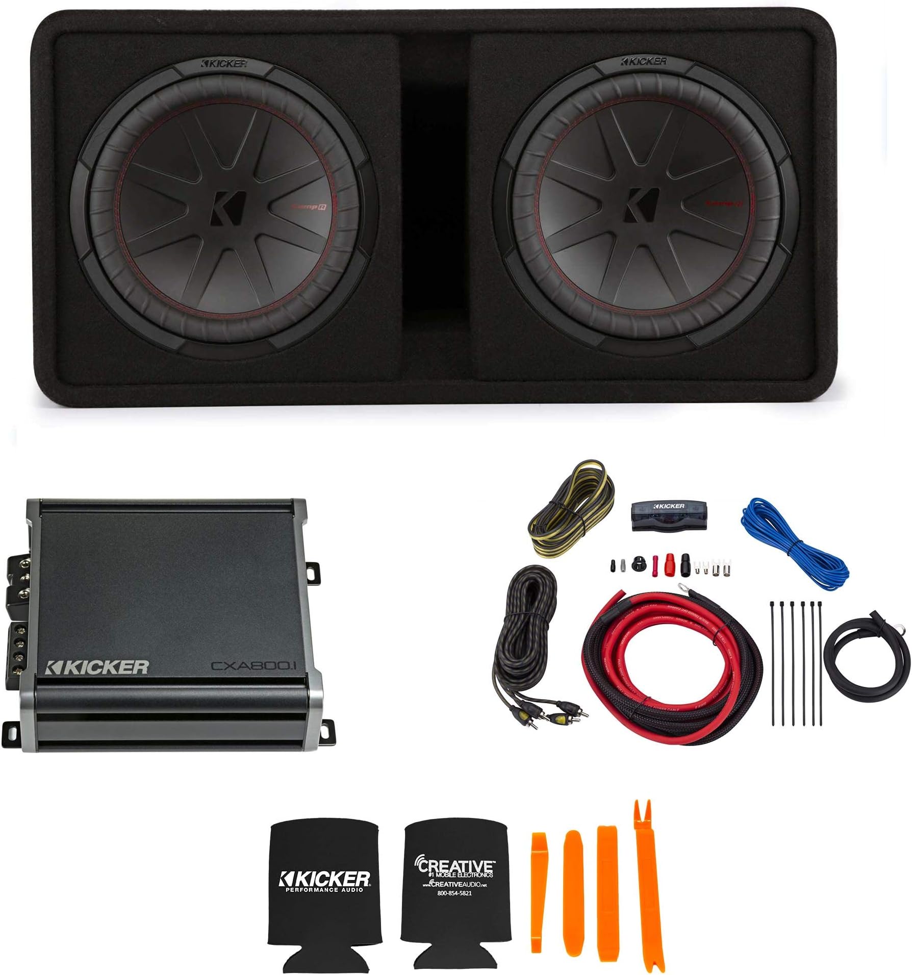 Amazon.com: KICKER Comp R 12 Inch Dual Subwoofer in Vented Enclosure ...