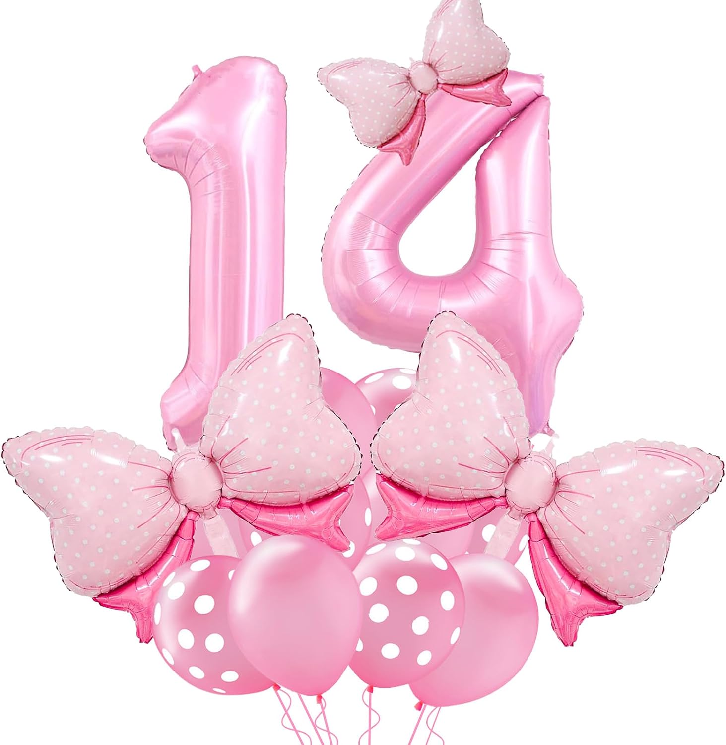 Amazon.com: Pink 14 Balloon Numbers 40 Inch, Bow Balloons, 14th ...