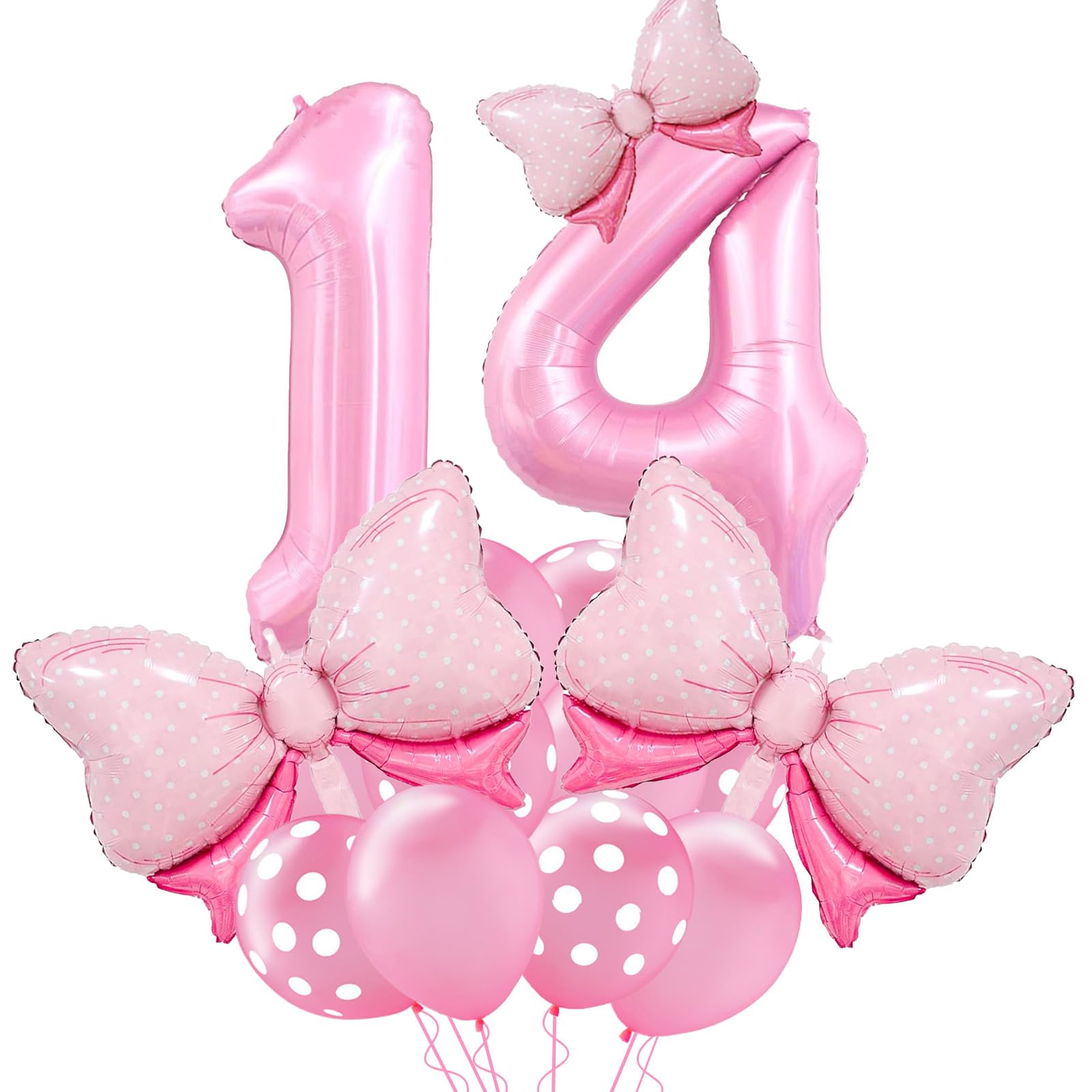 Amazon.com: Pink Birthday Balloons, Bow Balloons 14 Balloon Numbers 40 ...