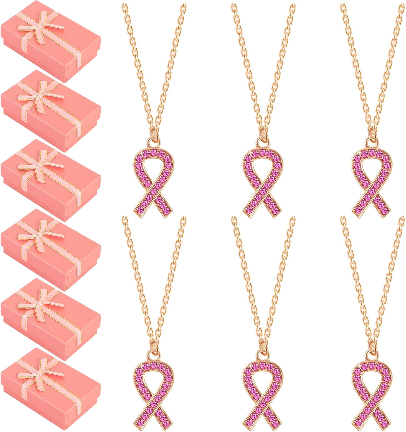 Amazon.com: Sasylvia 6 Pcs Breast Cancer Awareness Necklaces with 6 ...
