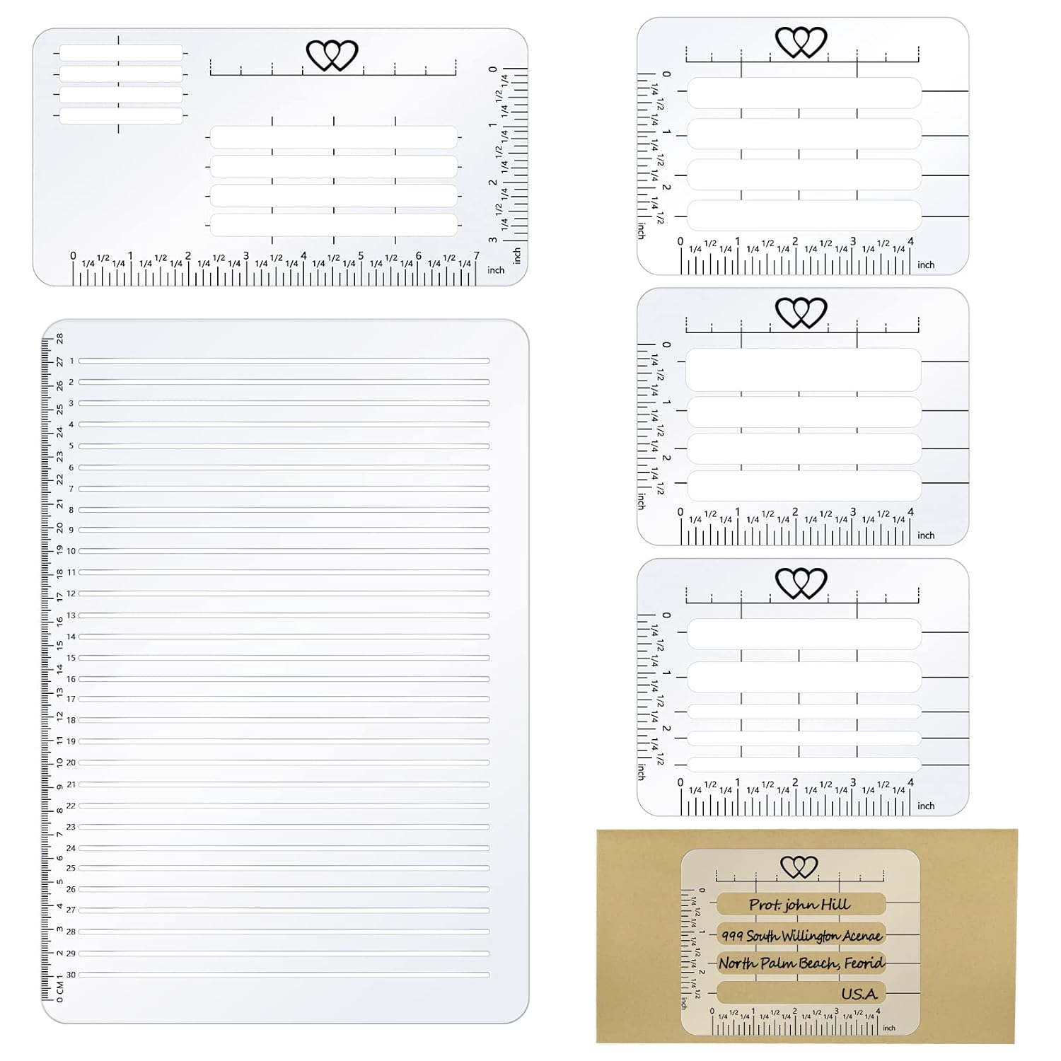 5 Pack Straight Line Stencil for Journaling and Envelope Addressing ...