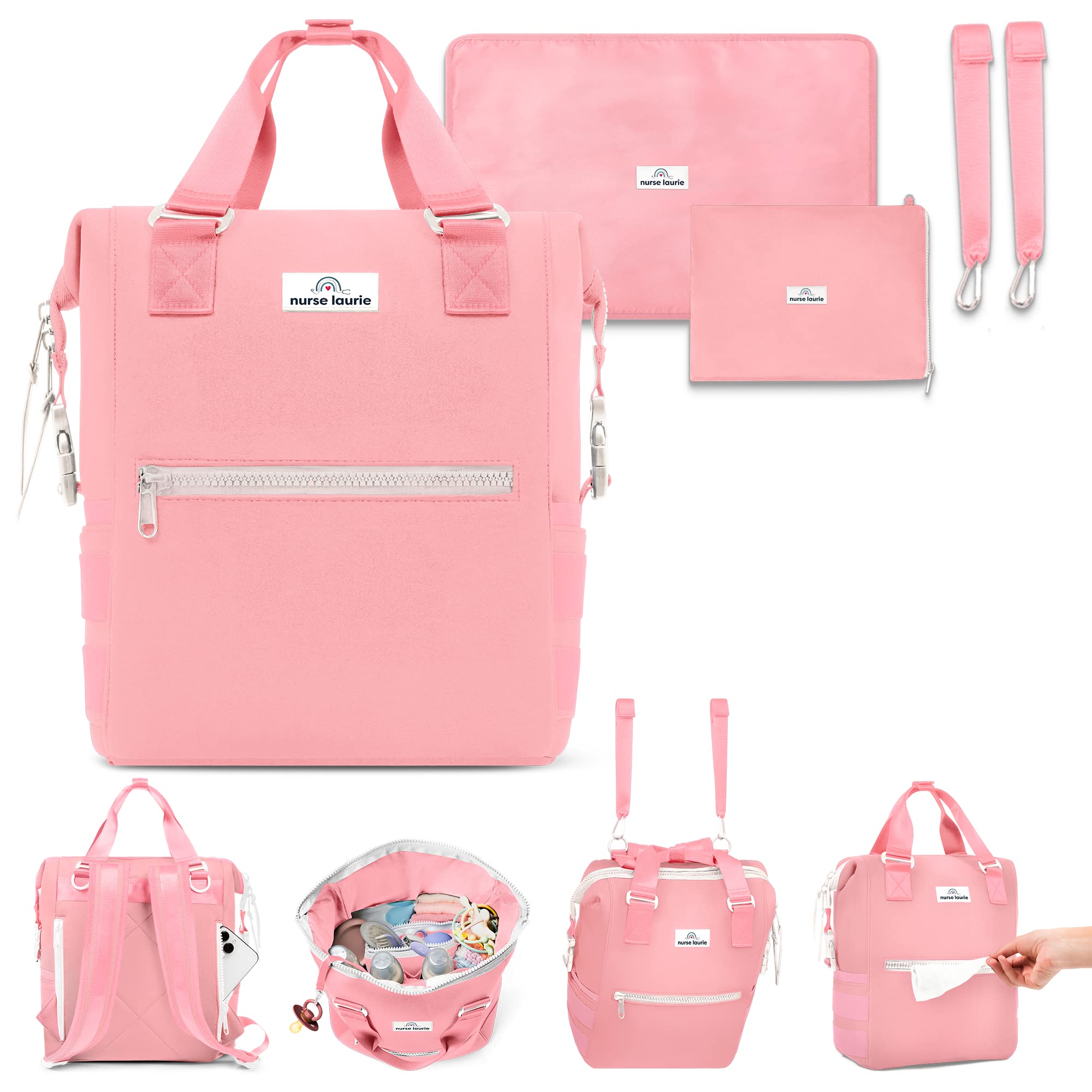 Nurse Laurie Baby Diaper Bag Backpack with Changing Pad, Diaper Pouch ...