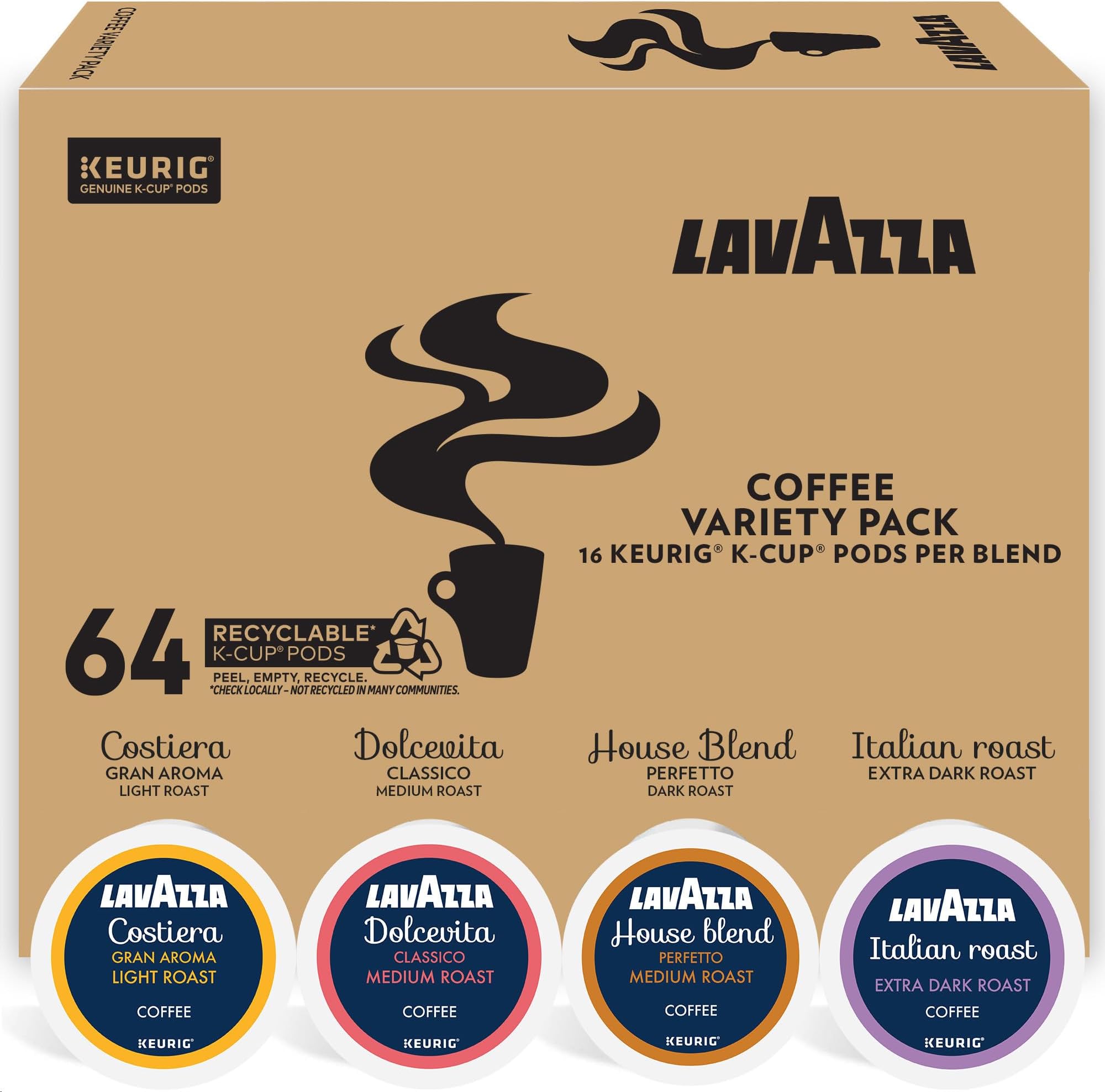 Amazon.com: Lavazza Coffee Variety Pack, Keurig Single-Serve K-Cup Pods ...