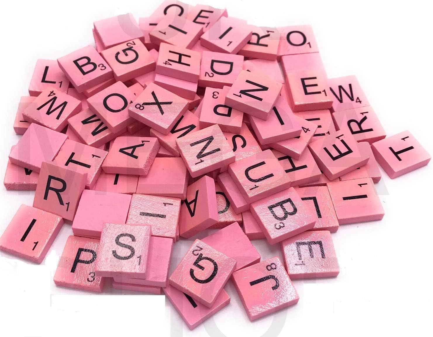 Amazon.com: PLASTIFIC Scrabble Tiles- Full Set in Baby Pink -Spelling ...