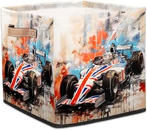 Amazon.com: Piolysio Race Car Modern 13 Inch Storage Cube Bins Fabric ...