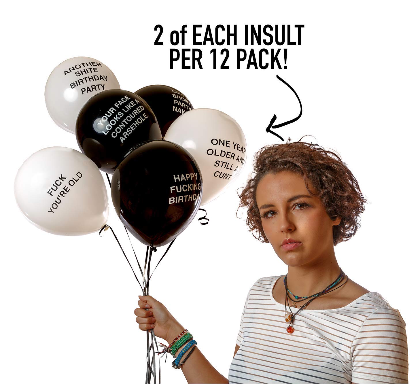Brutal Birthday Balloons - Funny Rude & Abusive Balloons - 12 Pack ...
