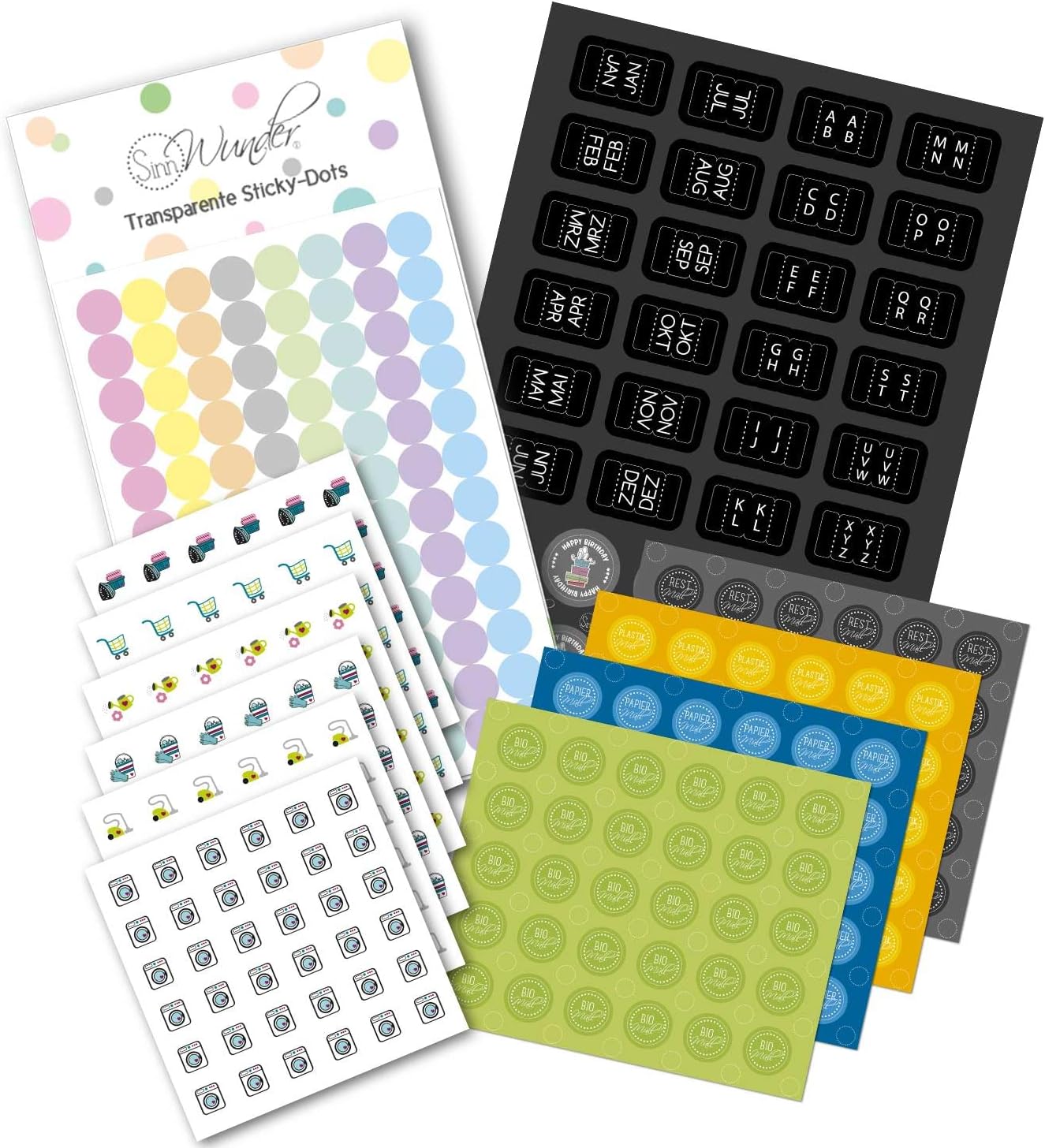 Großes SinnWunder® Planer-Sticker Set mit 754 Aufklebern für Monate ...