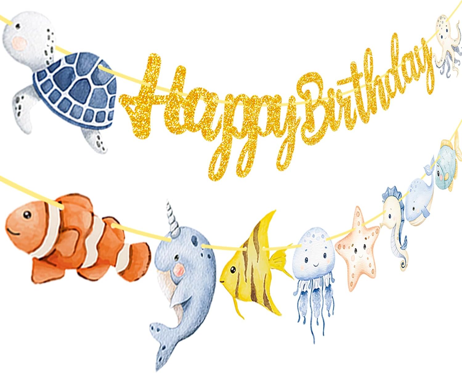 Amazon.com: Under The Sea Birthday Party Banners 2Pcs Ocean Animal ...