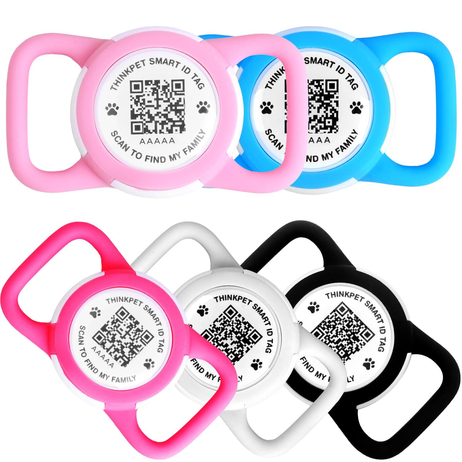 ThinkPet AirTag Dog Collar Holder with QR Code Smart Pet ID Tag, Dual ...