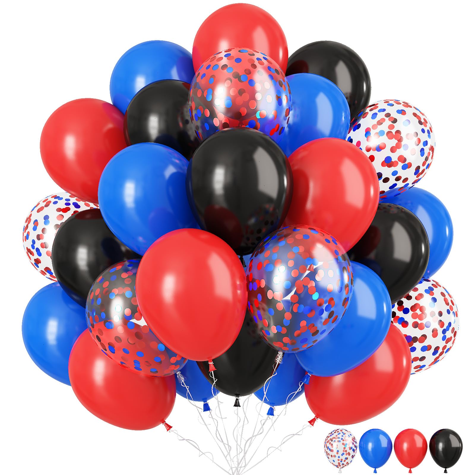 Red Blue Black Balloons, 12 Inch Helium Black Latex Balloon with Royal ...