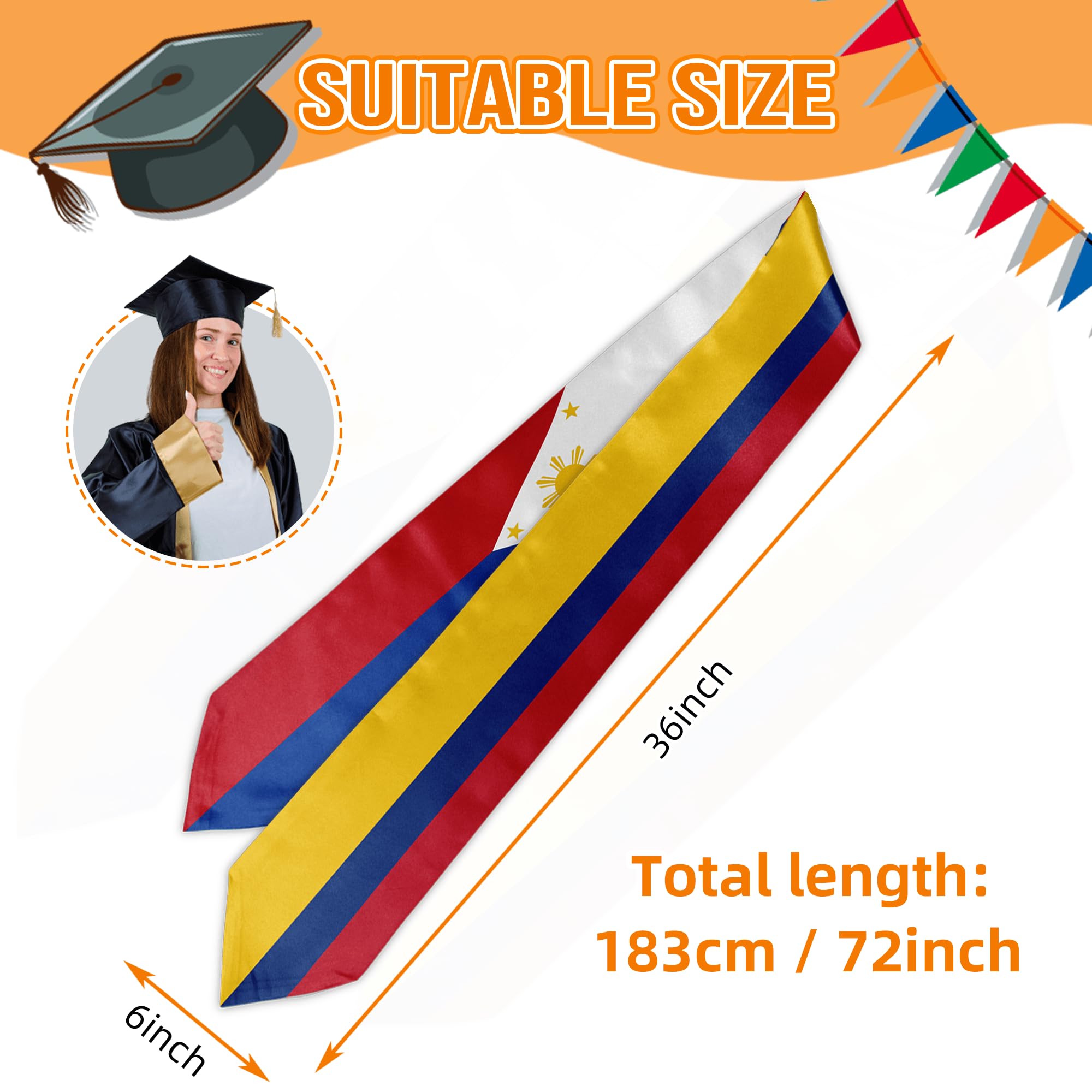 Snapklik.com : Graduation Stole Sash Philippines Colombia Flag ...