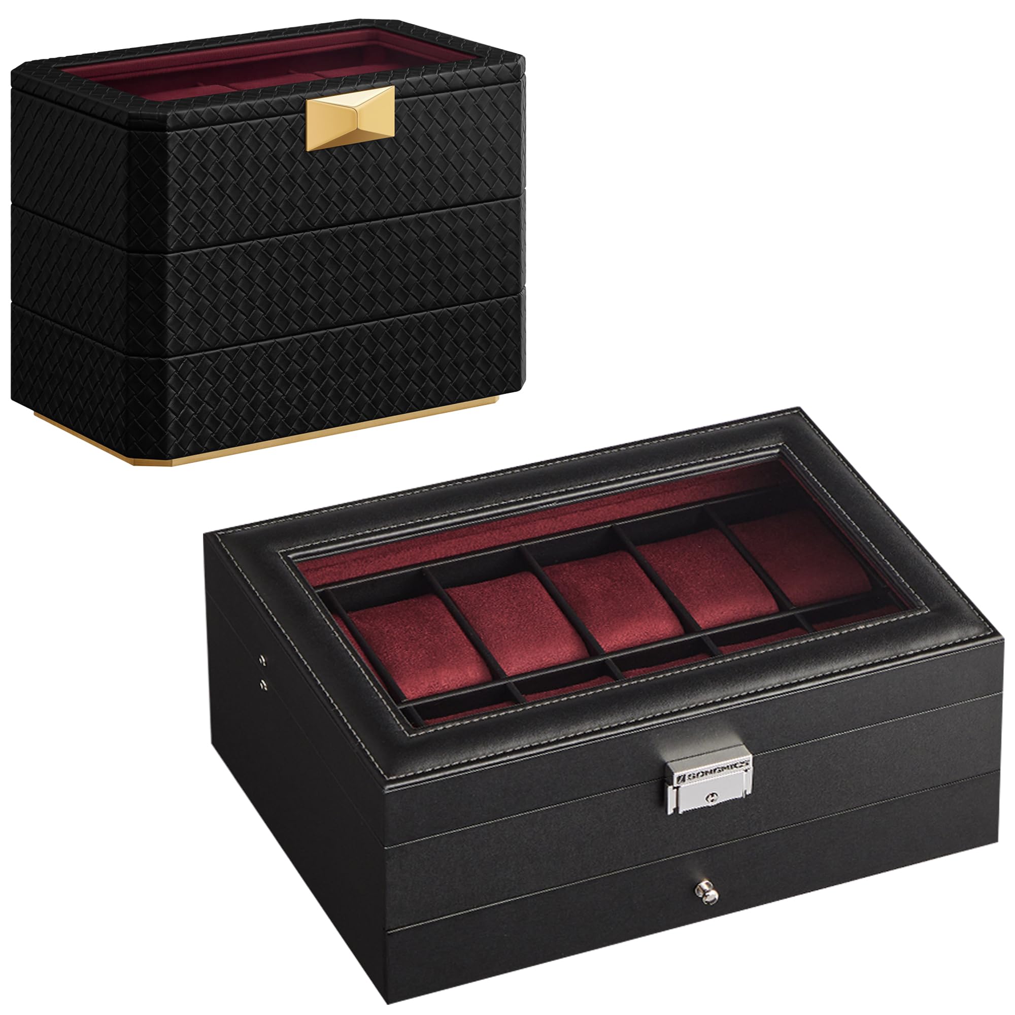 Amazon.com: SONGMICS 12-Slot Watch Box and 3-Tier Watch Box Bundle ...