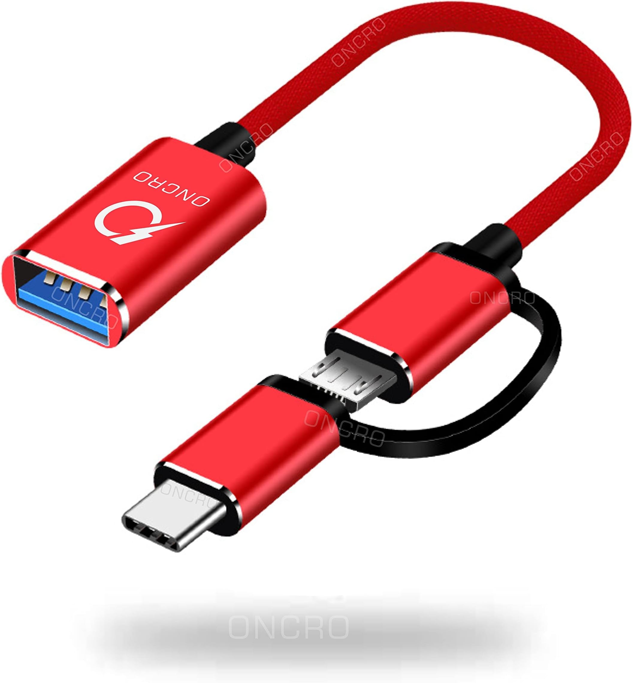 ONCRO Red 2 In 1 Otg Adapter Cable Micro Usb+Usb C To Usb 3.0 Female ...