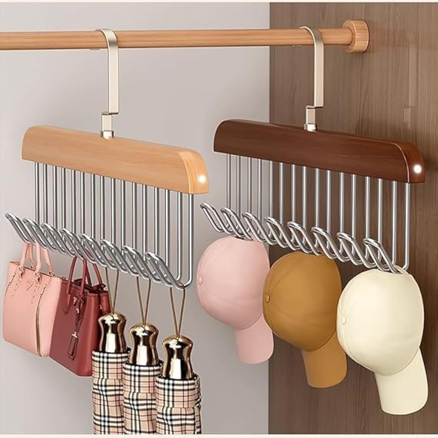 See Ever 1 pcs Wooden Hangers for Wooden Belt Hanger for Tie 8 Hooks ...