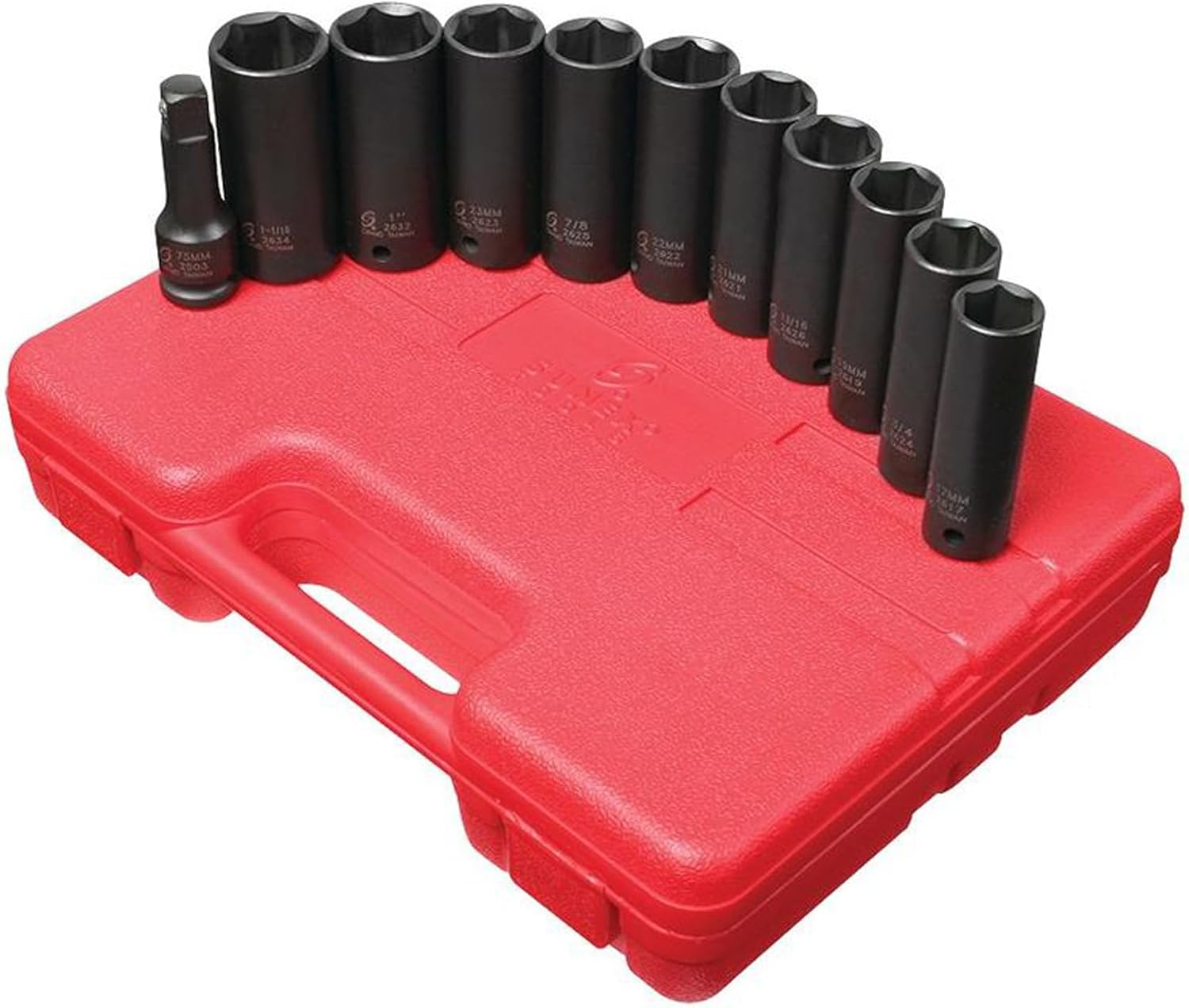 SUNEX TOOLS 2611 1/2-Inch Drive Extra Thin Wall Deep Impact Socket Set ...