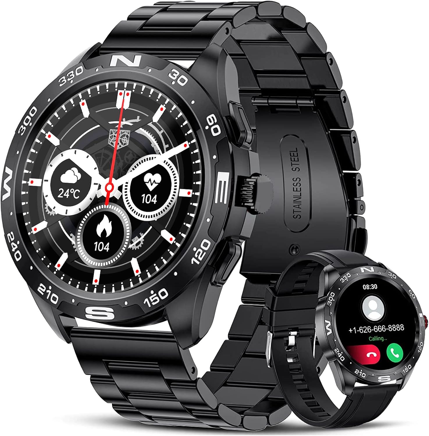 PODOEIL Smart Watches for Men with Bluetooth Calls, Military Alloy ...