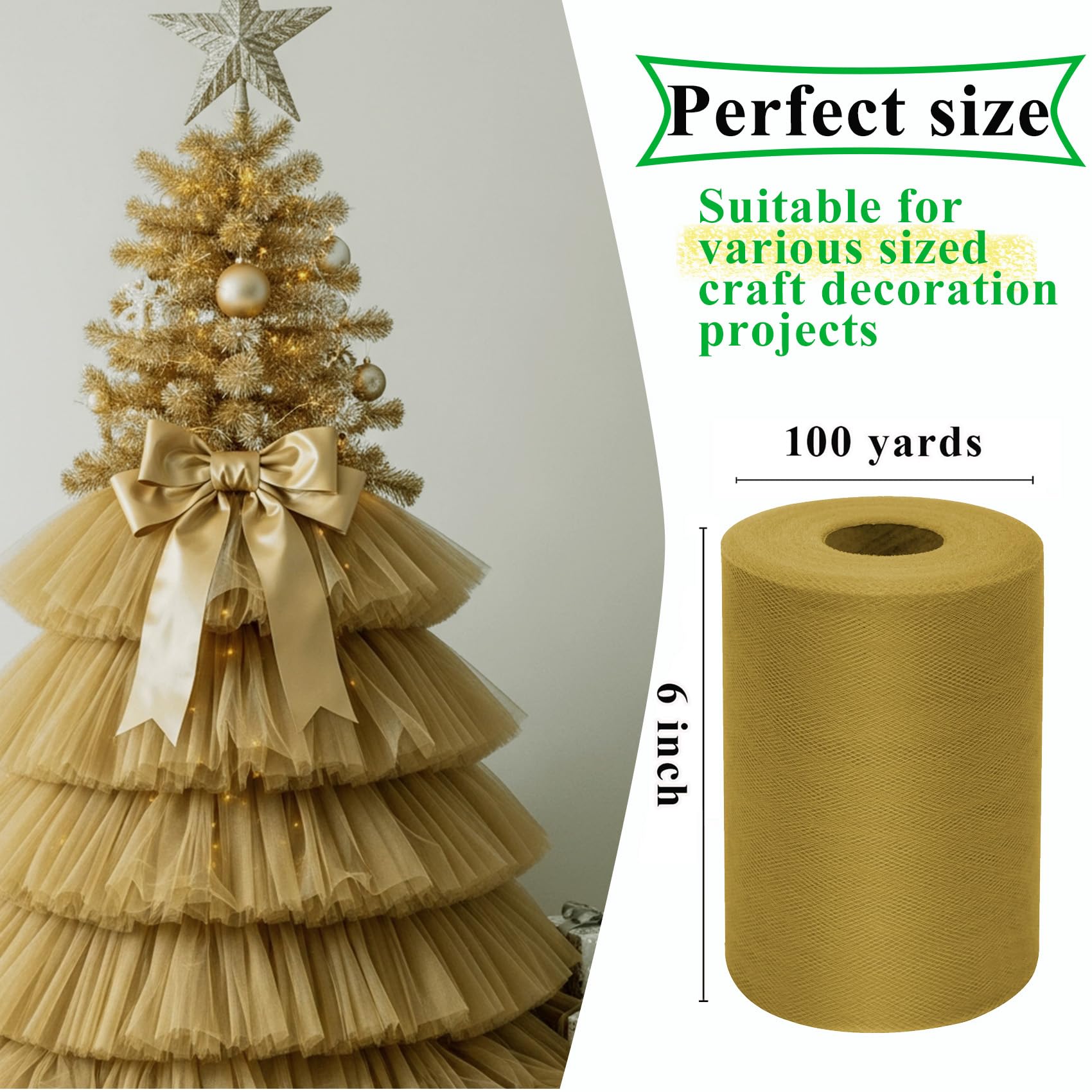 Snapklik.com : Mustard Gold Tulle Fabric Rolls 6 Inch By 100 Yards