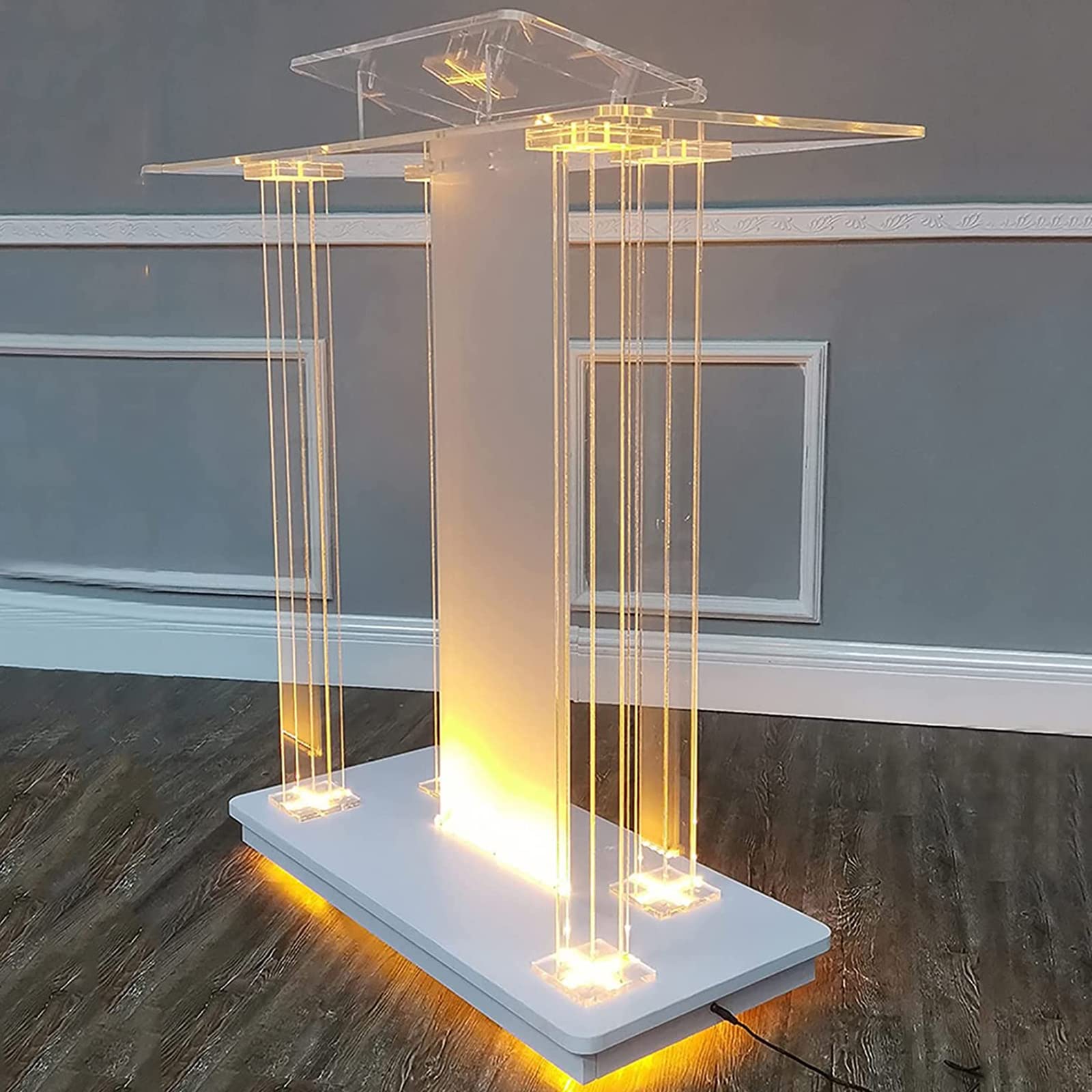 Church Pulpit Acrylic Luminous Podium Welcome Desk Reception Chair ...