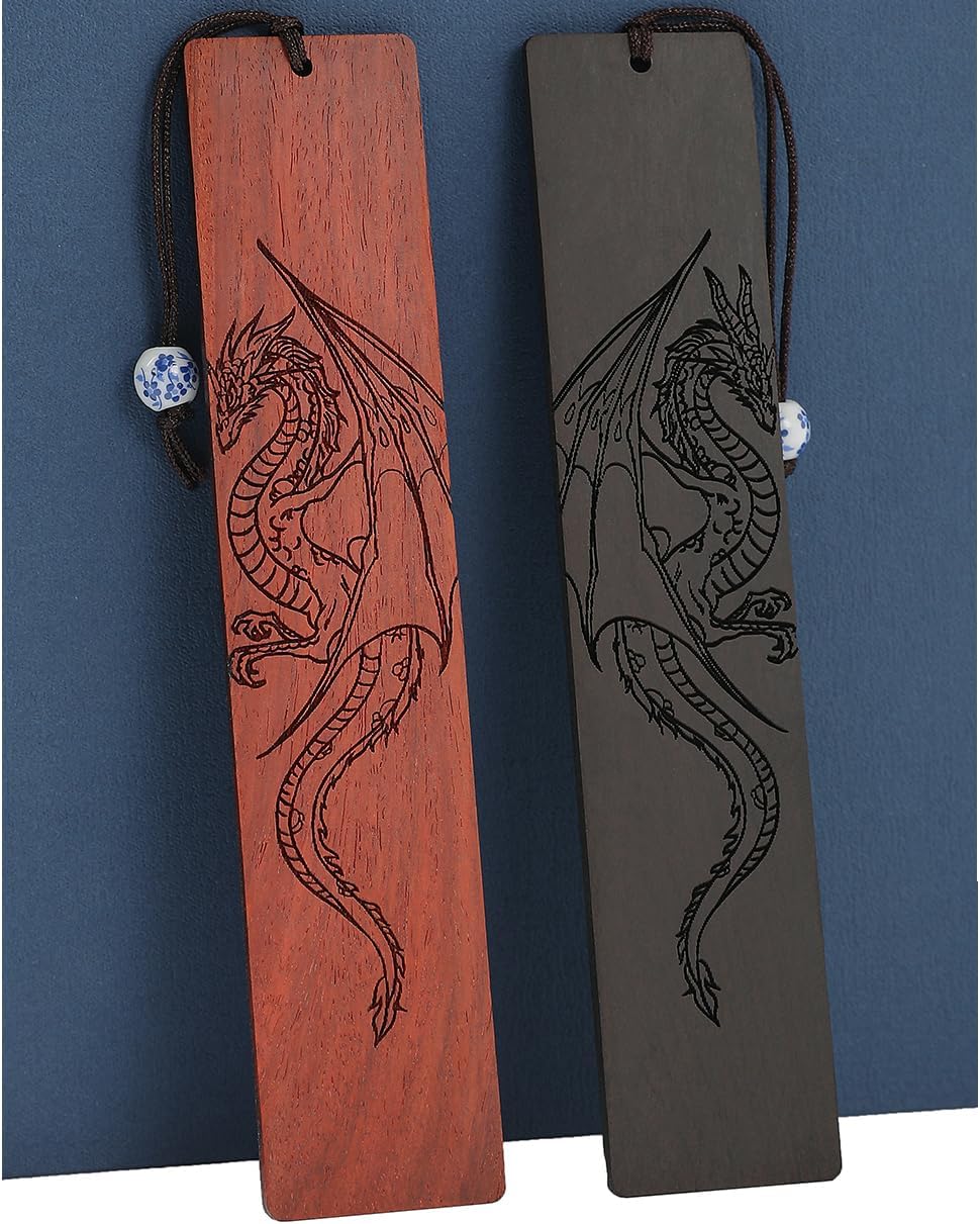 Amaxiu Vintage Wood Bookmarks, 2 Pcs Wooden Bookmark with Pendant ...