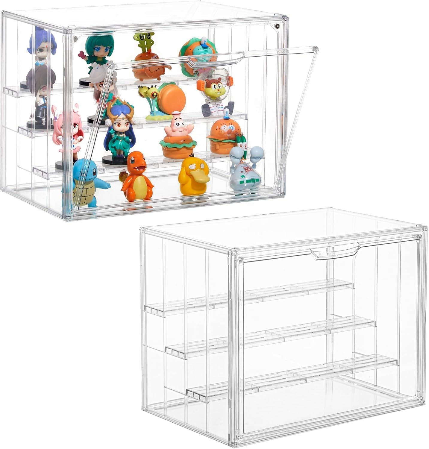 Clear Acrylic Display Case,4 Tier Adjustable Display Stand with 3 ...