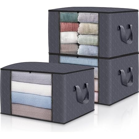 Amazon.com: Fab totes 6 Pack Clothes Storage, Foldable Blanket Storage ...