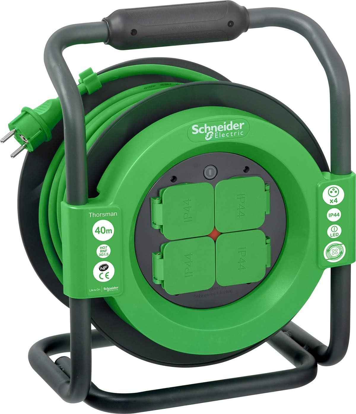 Zenitech SC5IMT33161 Enrouleur Chantier 40m HO7RNF 3G1,5 IP44, Vert ...