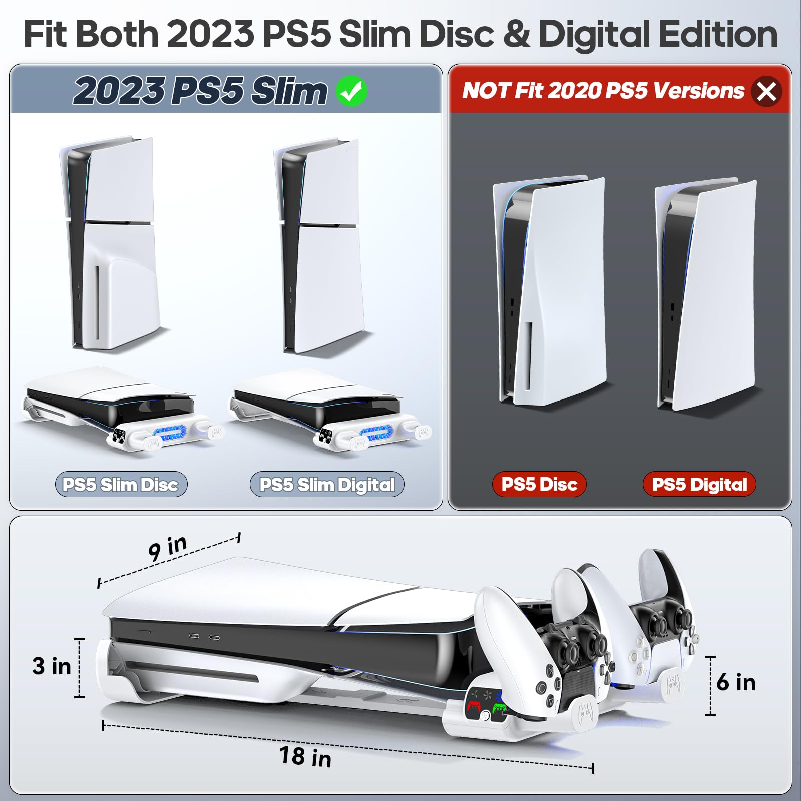 Snapklik.com : Horizontal Cooling Stand Replacement For PS5 Slim Disc ...