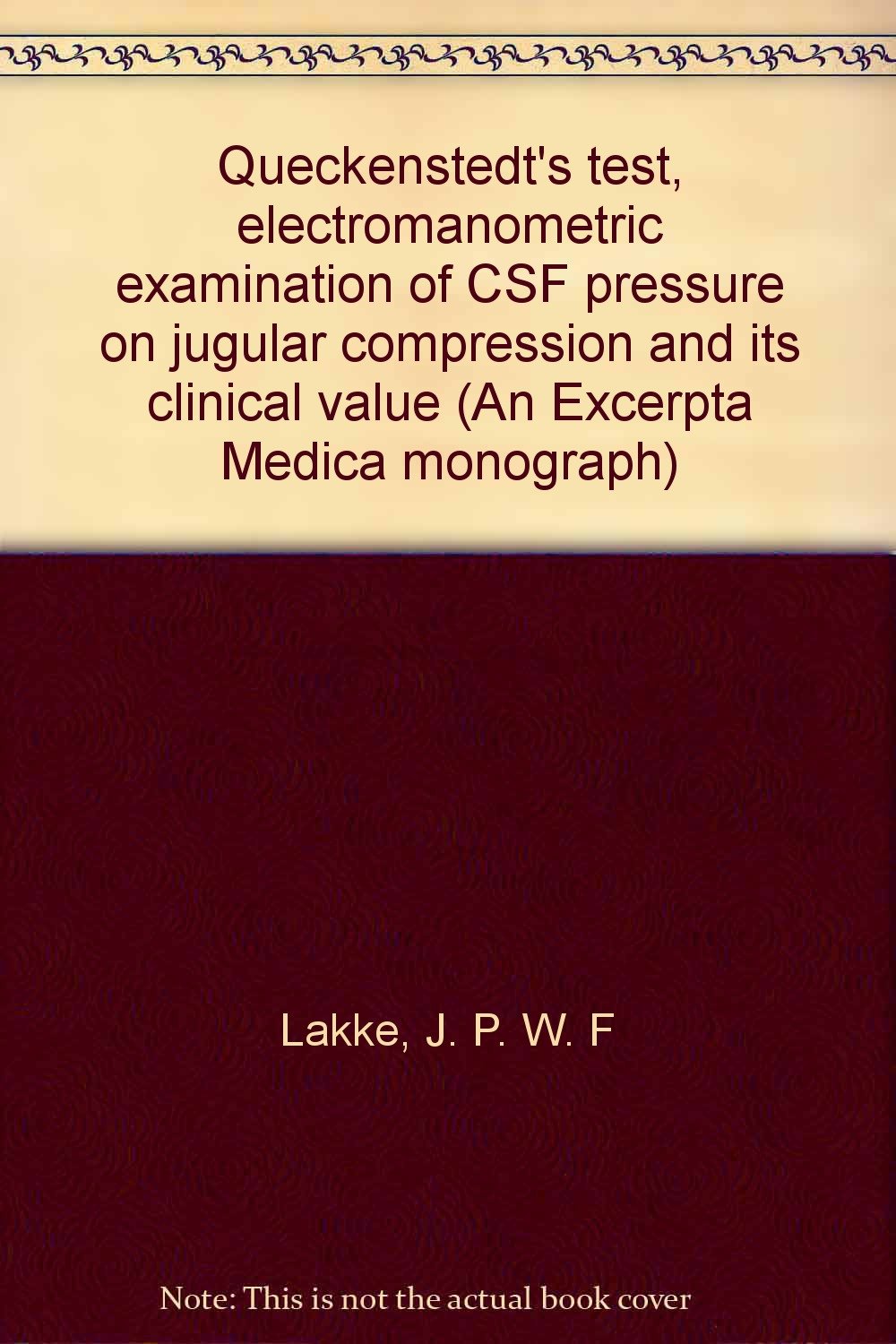 Buy Queckenstedt's test, electromanometric examination of CSF pressure ...