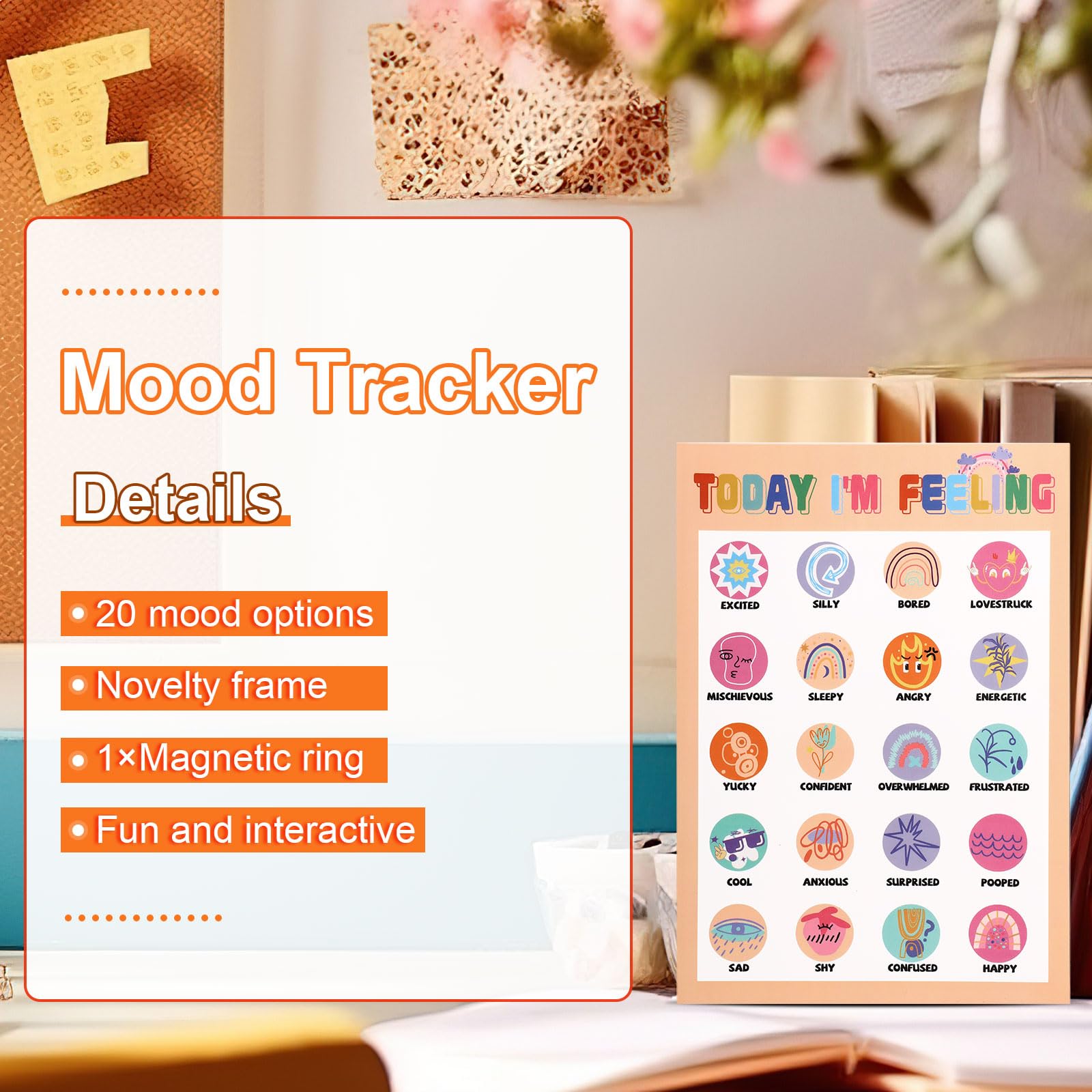 Magnetic Daily Mood Tracker, Bohemia Style Feeling Chart Poster with ...