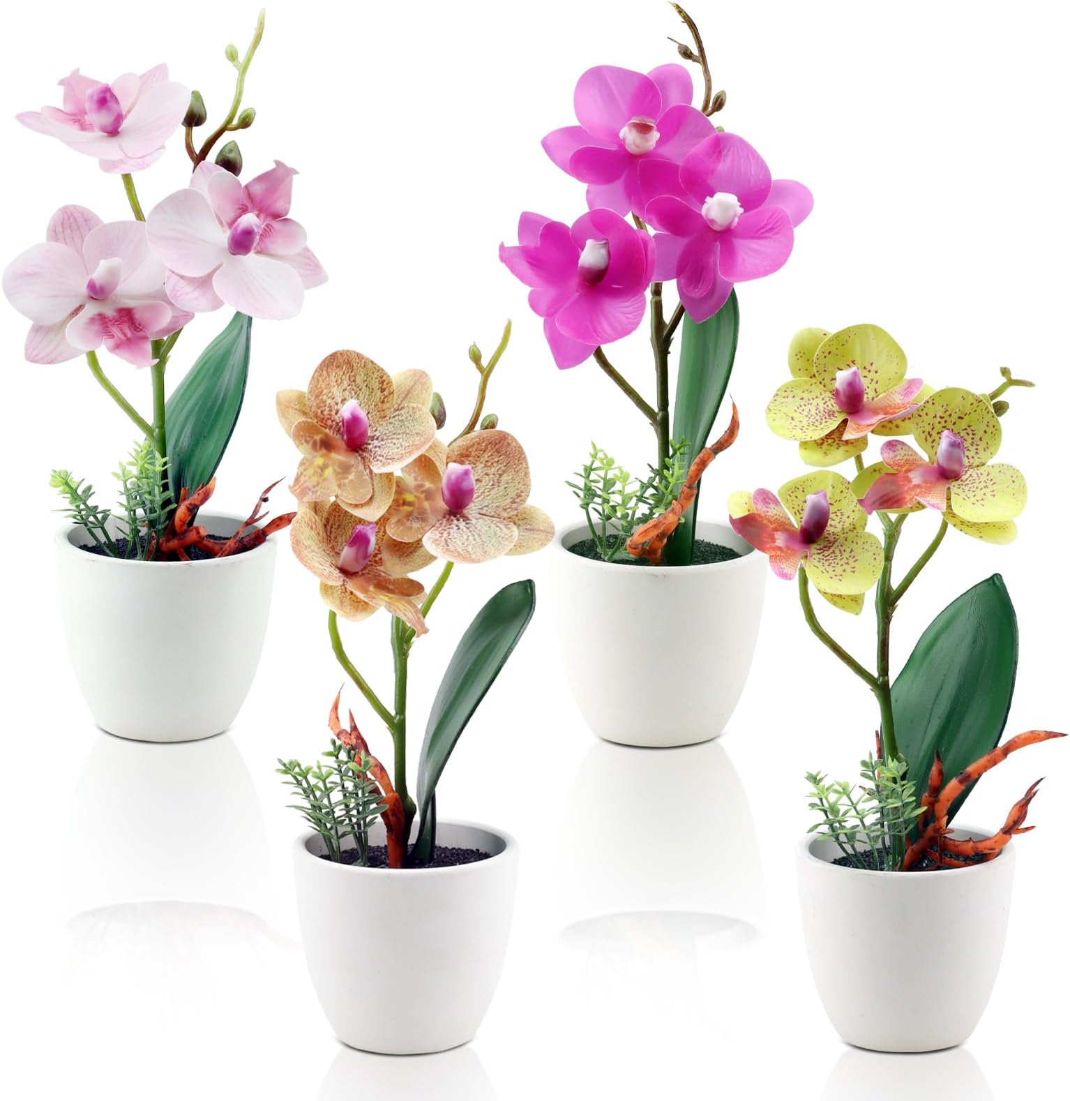 Amazon.com: Winlyn Set of 3 Small Artificial Orchid Potted Plants ...