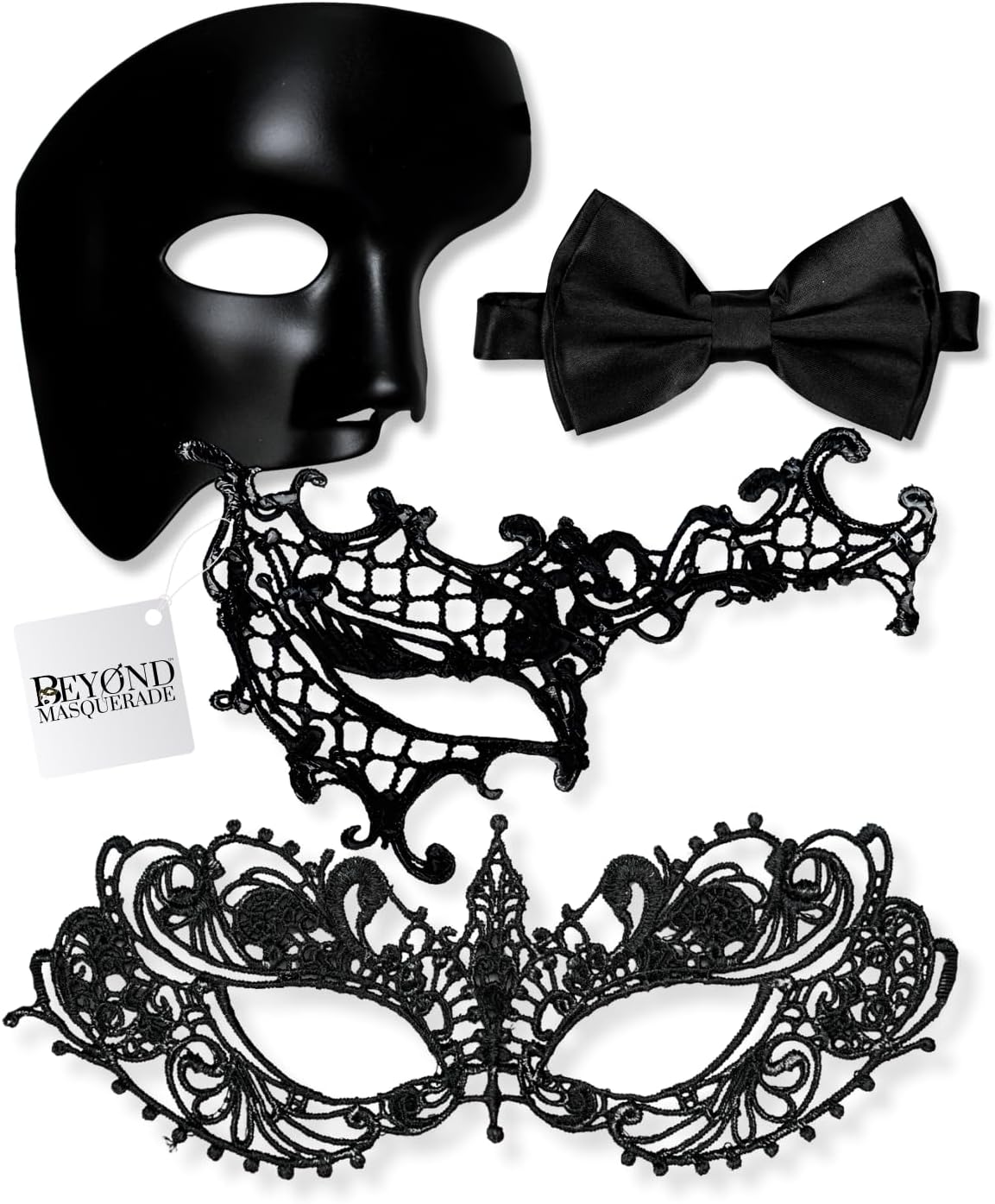 Amazon.com: 4 Piece Couples Masquerade Masks Men's Phantom of the Opera ...