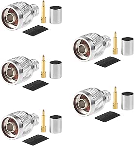 Amazon.com: N Male Plug Crimp Connector 50 ohm Nickel Machined Brass Adapter for LMR400 Belden ...