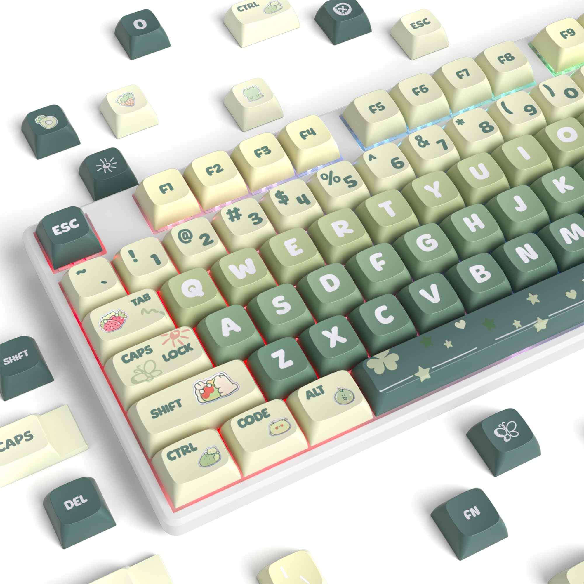 Amazon.com: Guffercty kred 133 Keys XDA Profile Green keycaps 75 ...