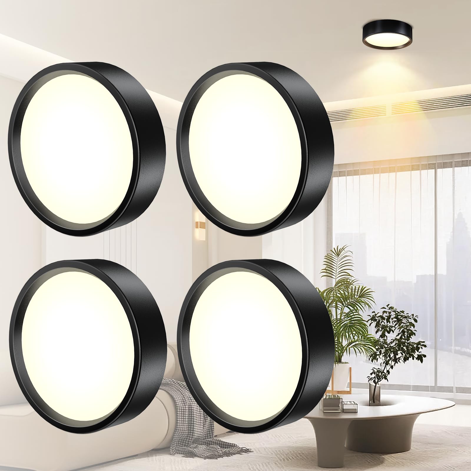 Lekou Lampara De Techo Led 4 Piezas 12w 3000k Plafones Para Techo