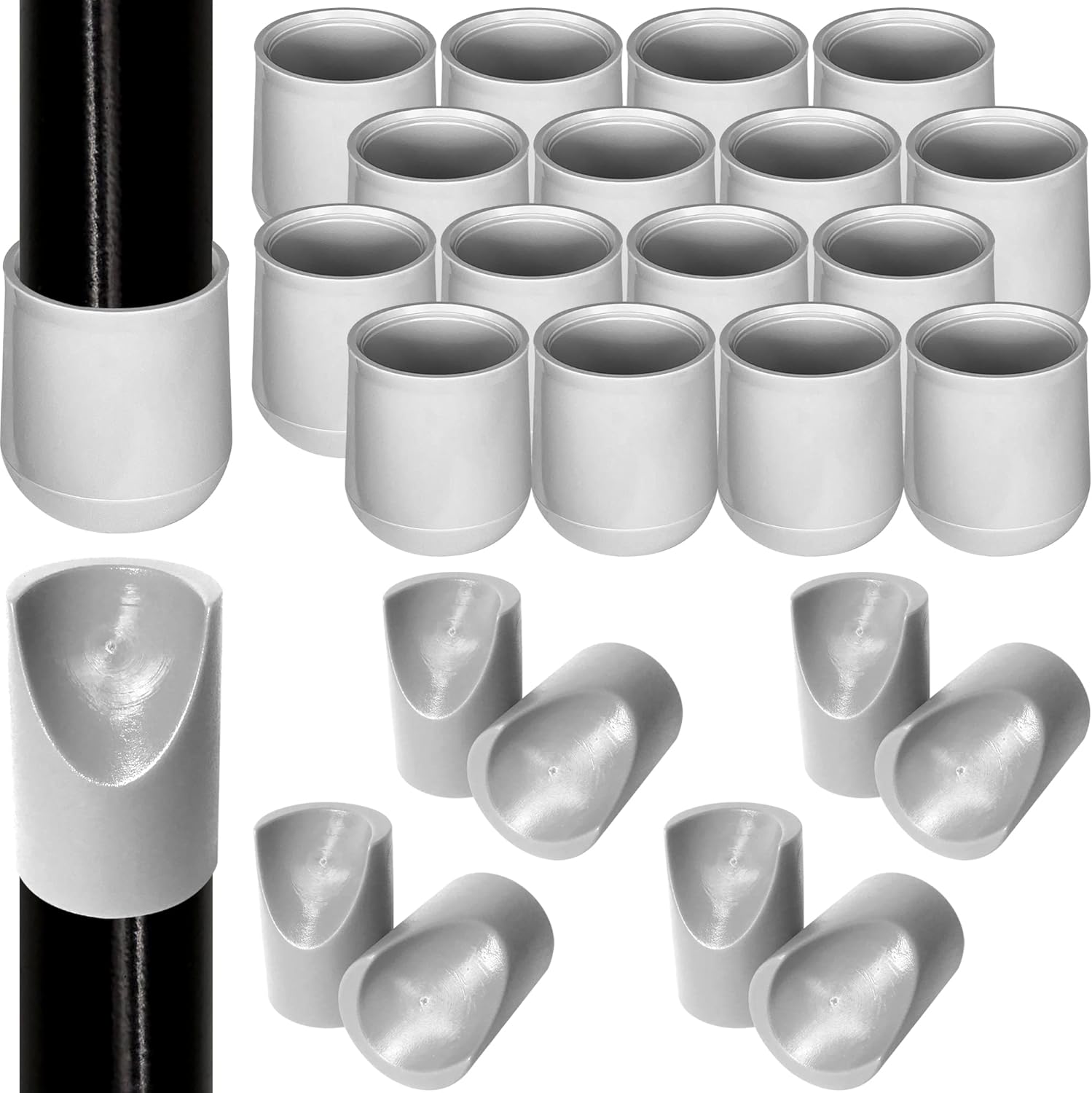 16 Gray Folding Chair Leg Caps 7/8 Inch & 8 Gray Folding Chair V-Tip ...