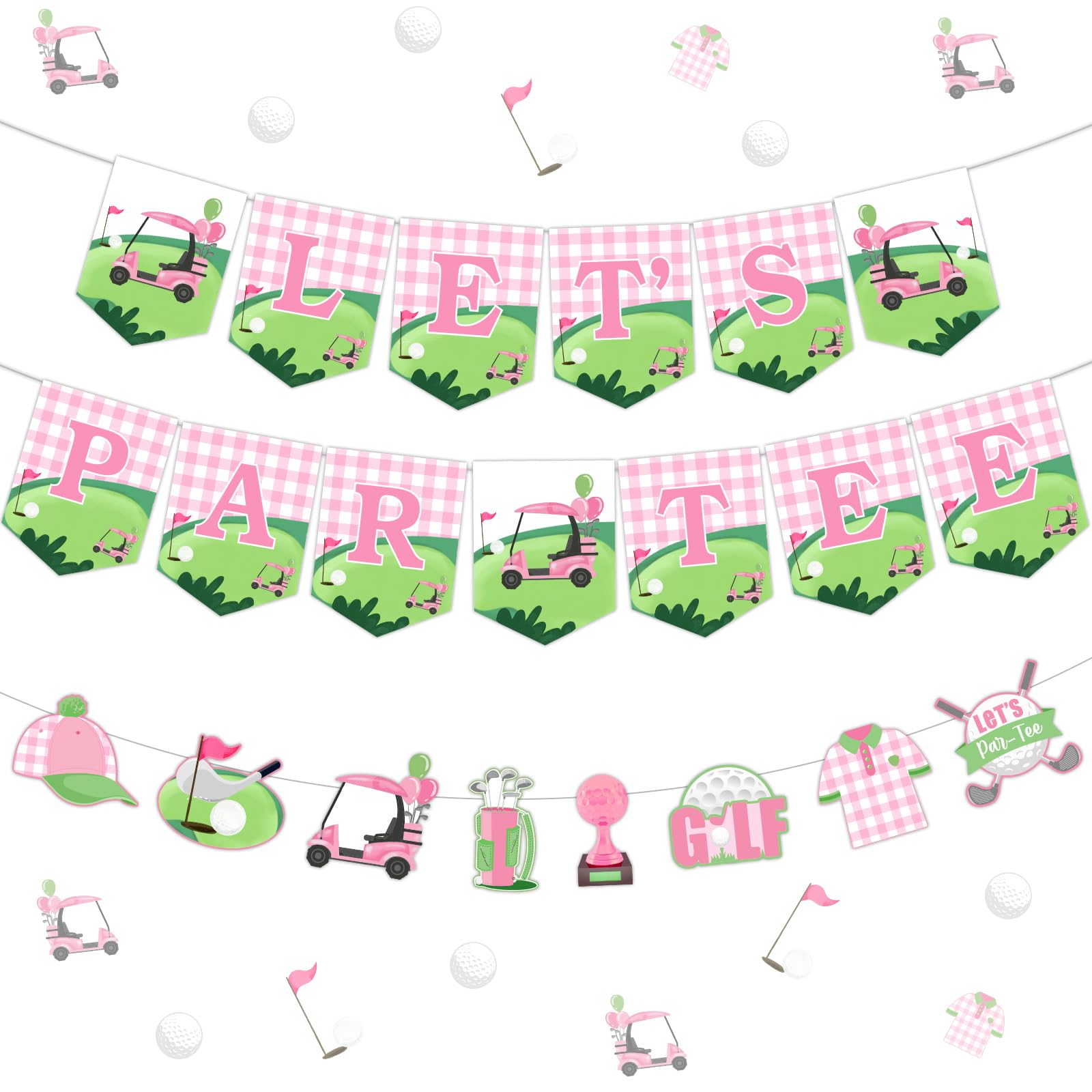 Amazon.com: Golf Happy Birthday Banner for Girl, Let’s Par-tee Banner ...