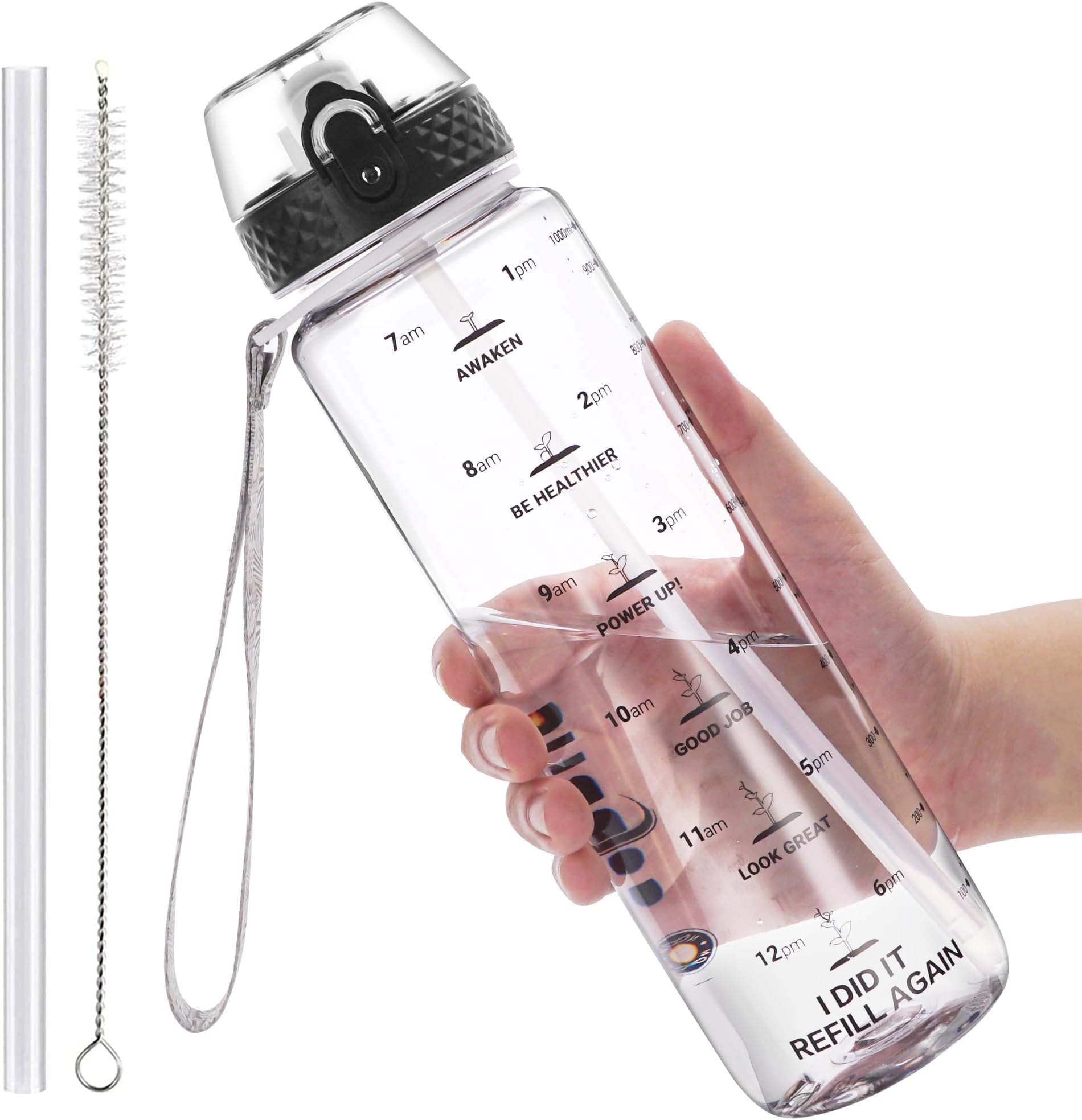 HYDRATE Water Bottles Motivational premium 900ml water bottles with ...