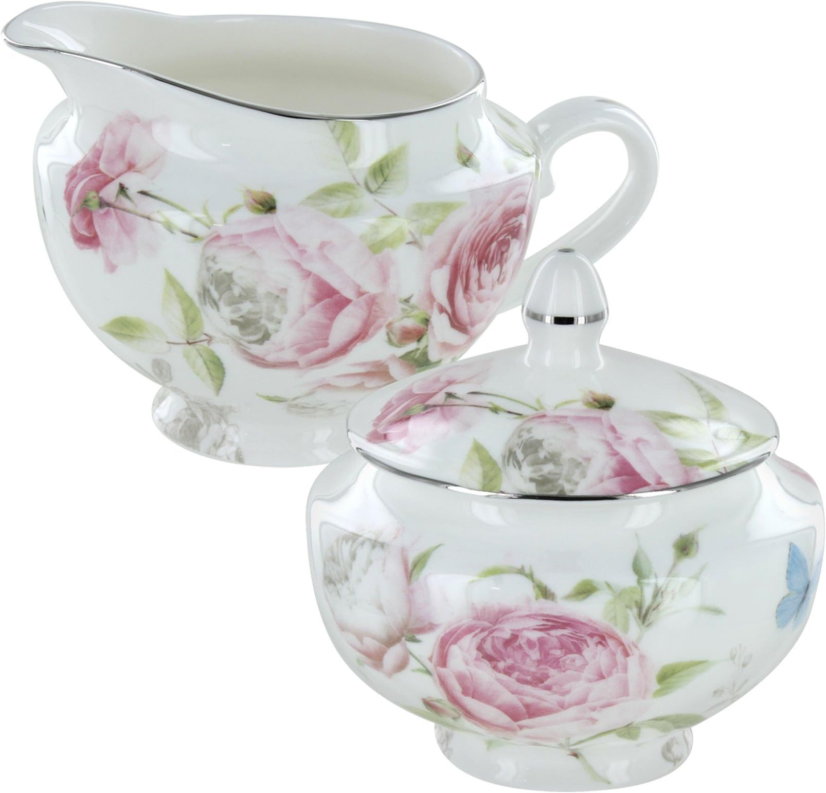 Amazon.com | 123Arts Ceramic Sugar and Creamer Set, Coffee Serving Set ...