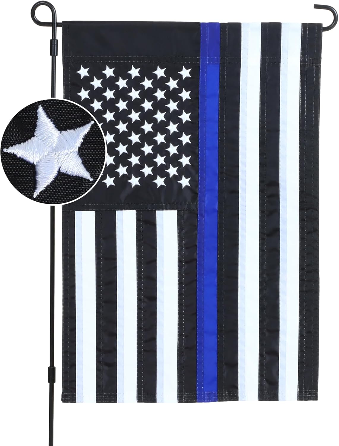 Amazon.com : JUSHEN Thin Blue Line Garden Flag Embroidered 12x18 Inch ...