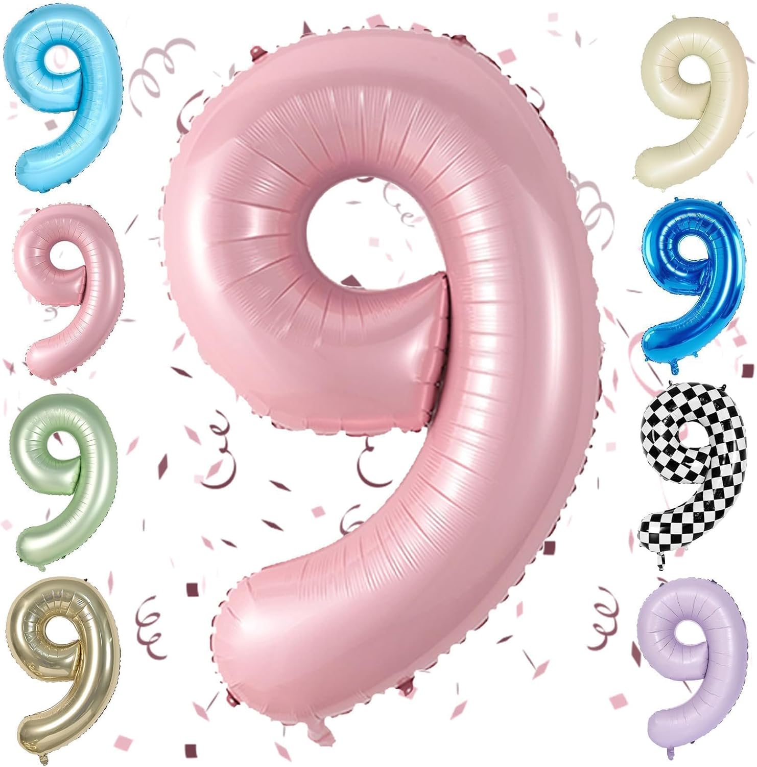 Amazon.com: Pink 40 Inch Number 9 Balloon,Large Self Inflating Pastel ...